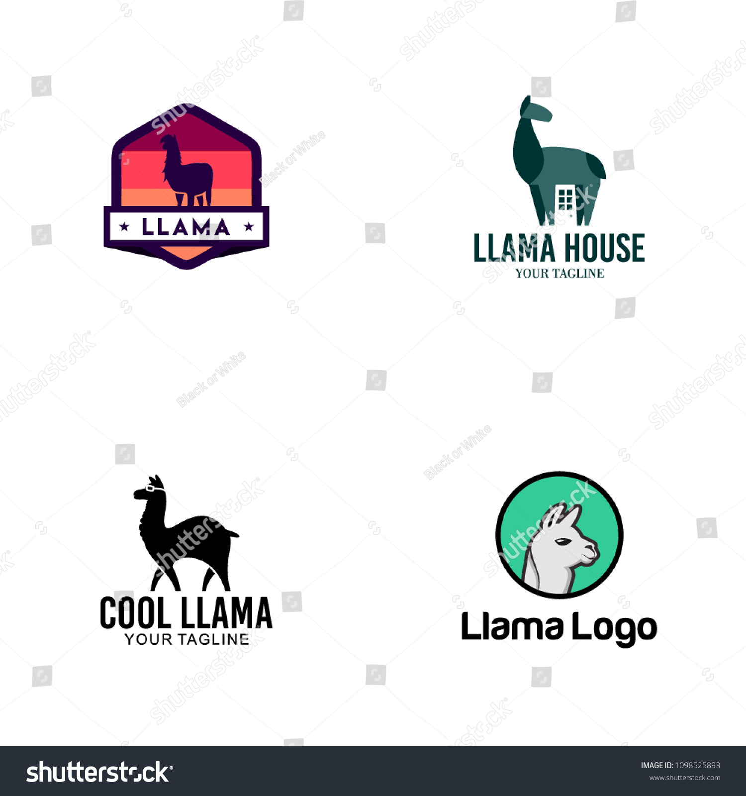 Llama Logo Design Stock Vector (Royalty Free) 1098525893