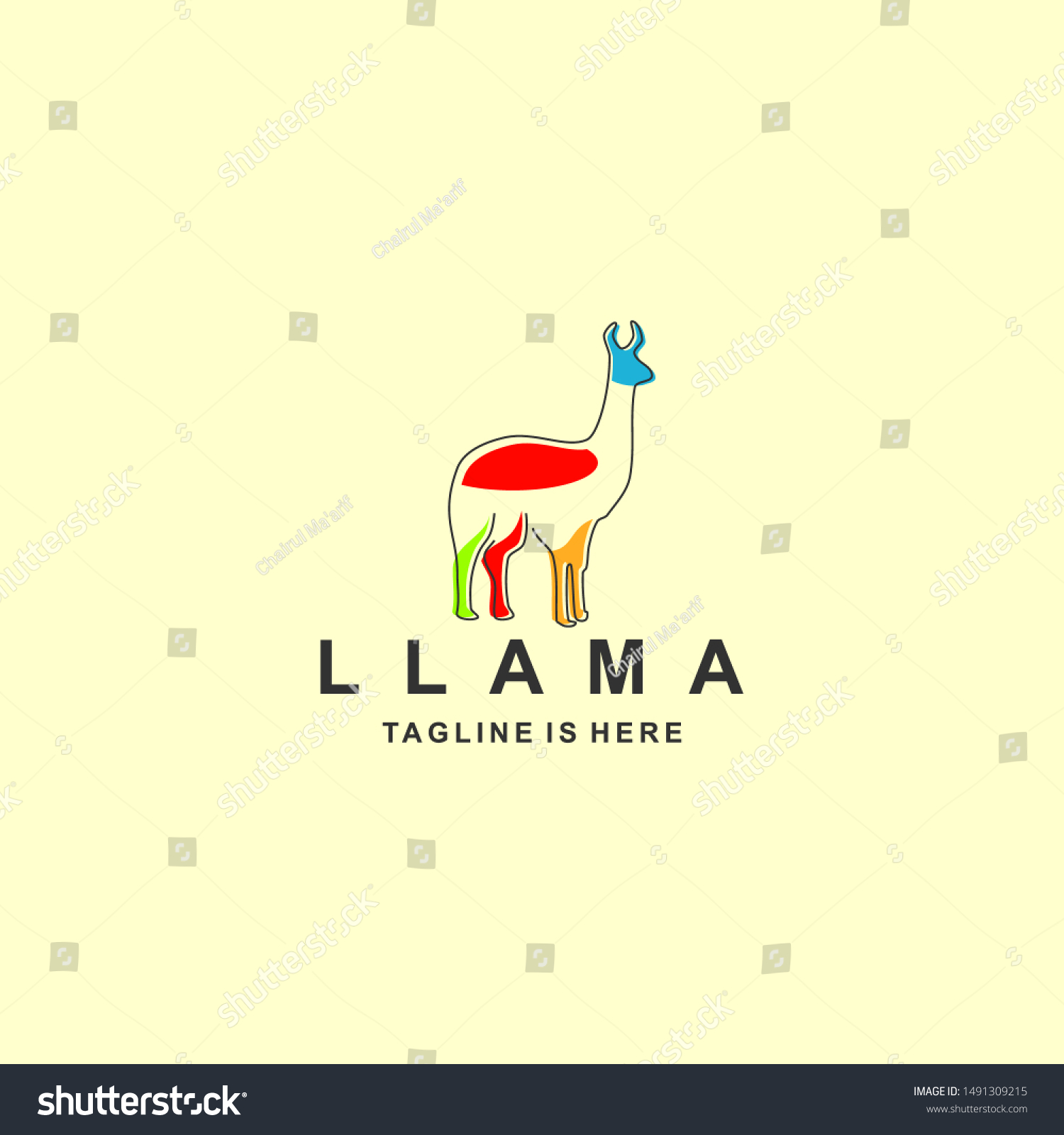 Llama Logo Flat Design Stock Vector (Royalty Free) 1491309215 ...
