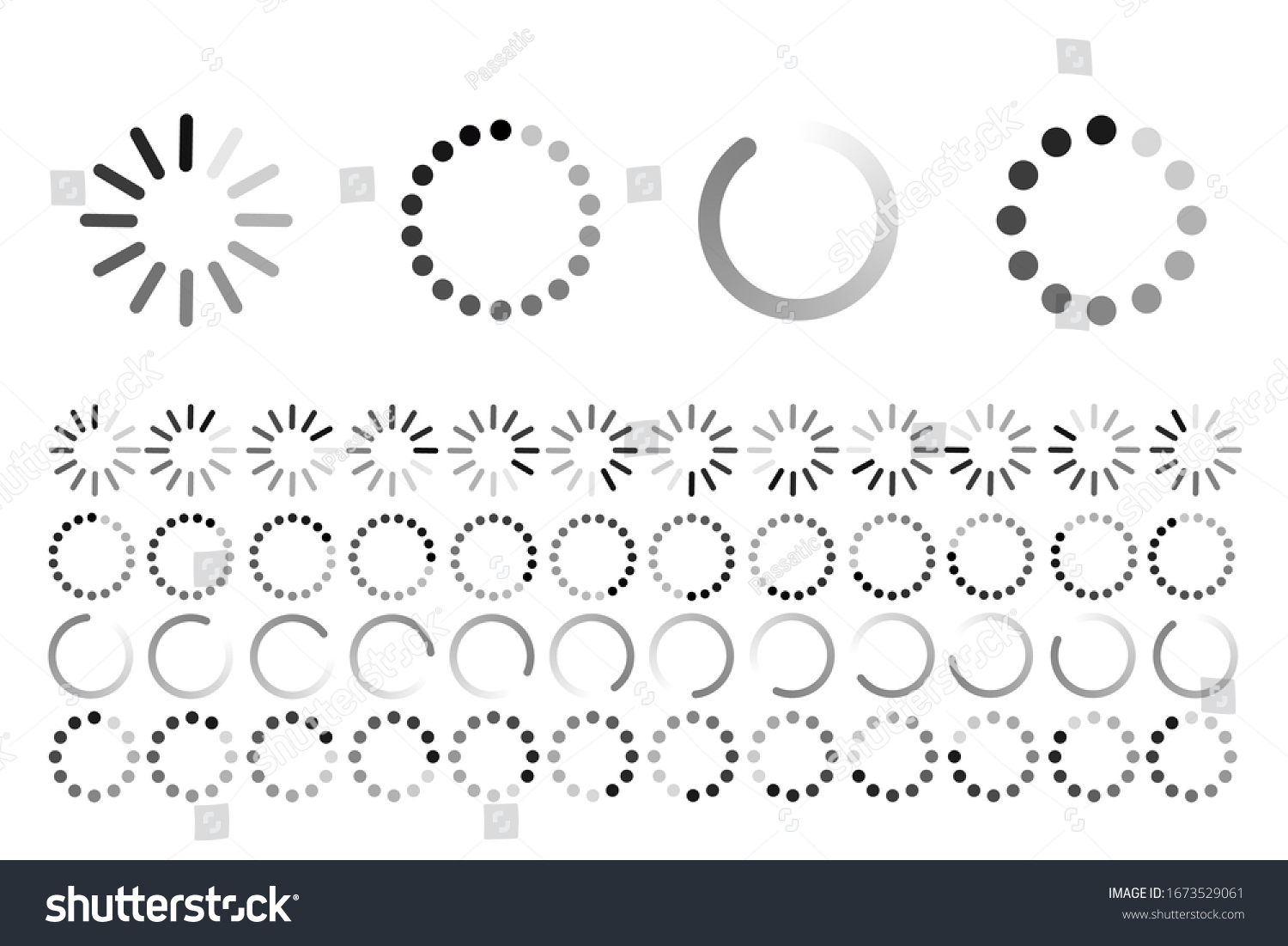 Load Progress Circle Bar Symbol Set Stock Vector Royalty Free