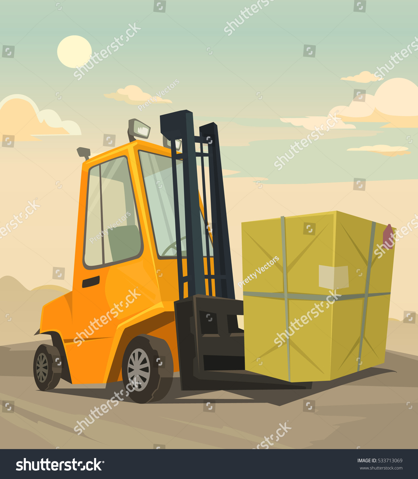 Loader Yellow Car Vector Flat Cartoon Stock Vector (Royalty Free) 533713069