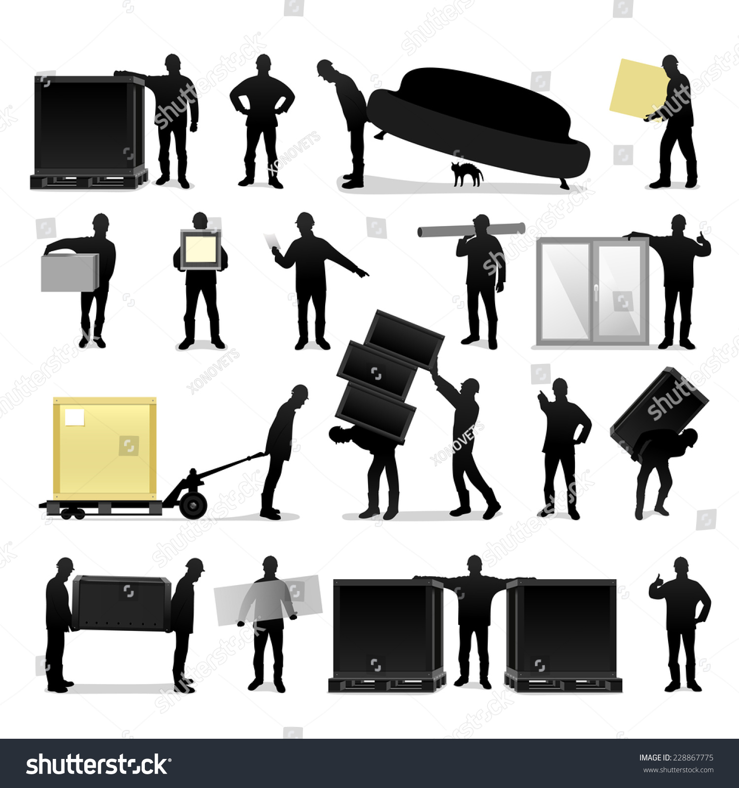 Loaders Silhouettes Stock Vector (Royalty Free) 228867775 | Shutterstock