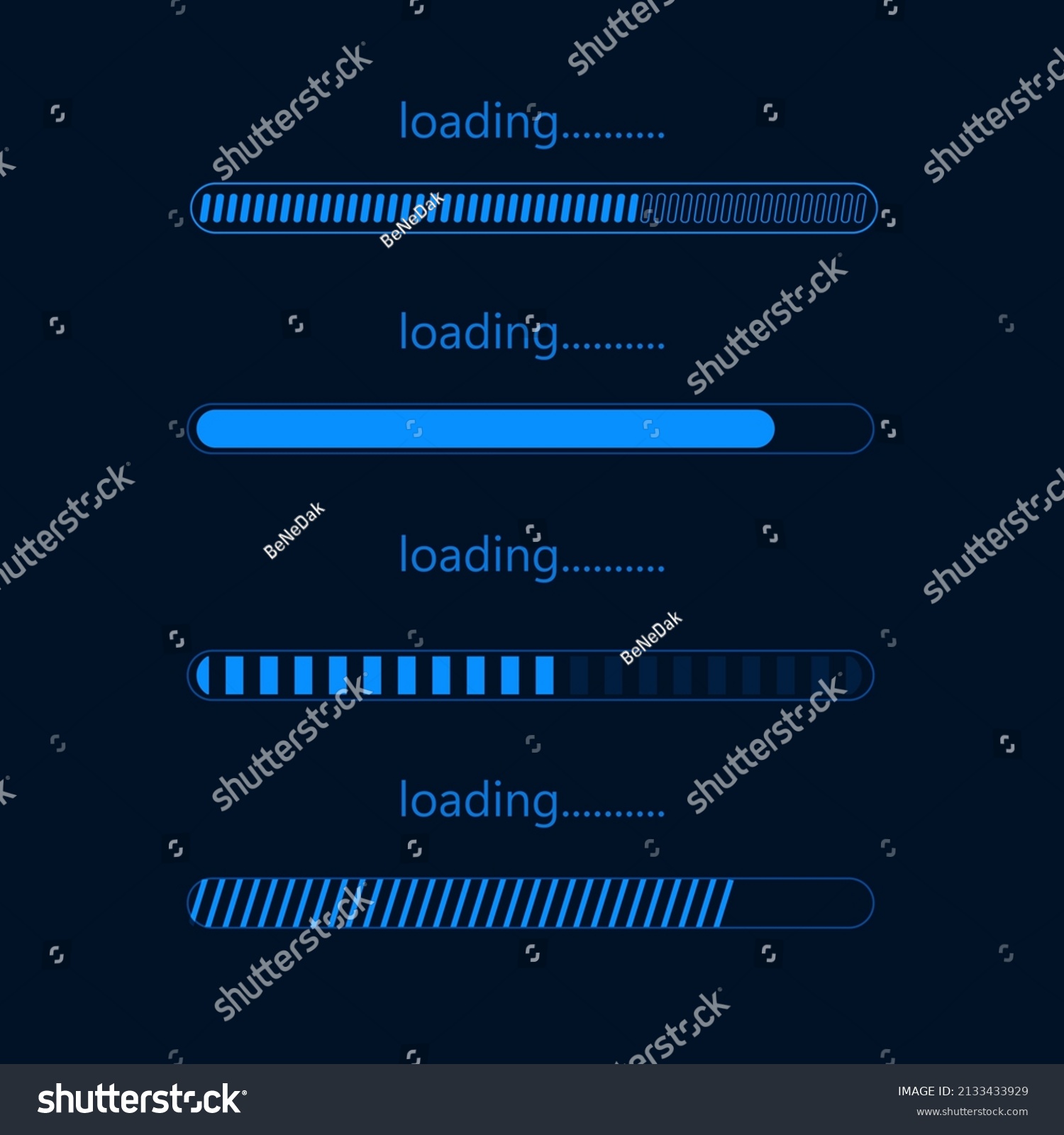 Loading Bar Progress Iconsblue Background Overlay Stock Vector (Royalty ...
