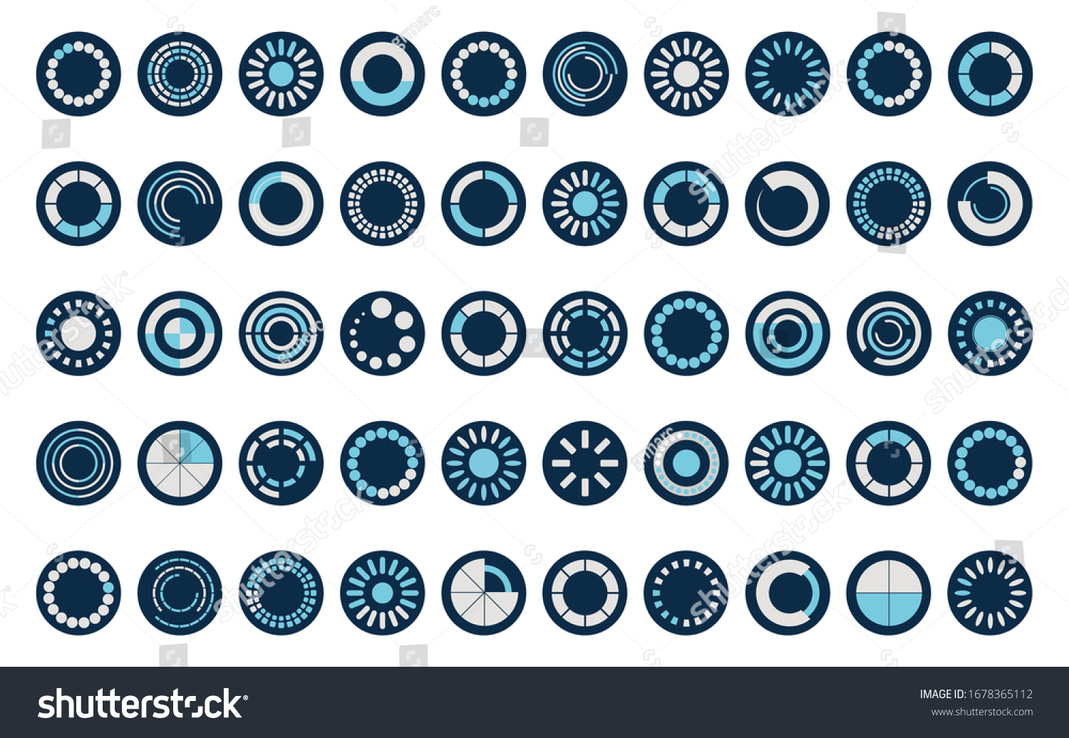 Loading Circles Block Style Icon Set Stock Vector (Royalty Free ...