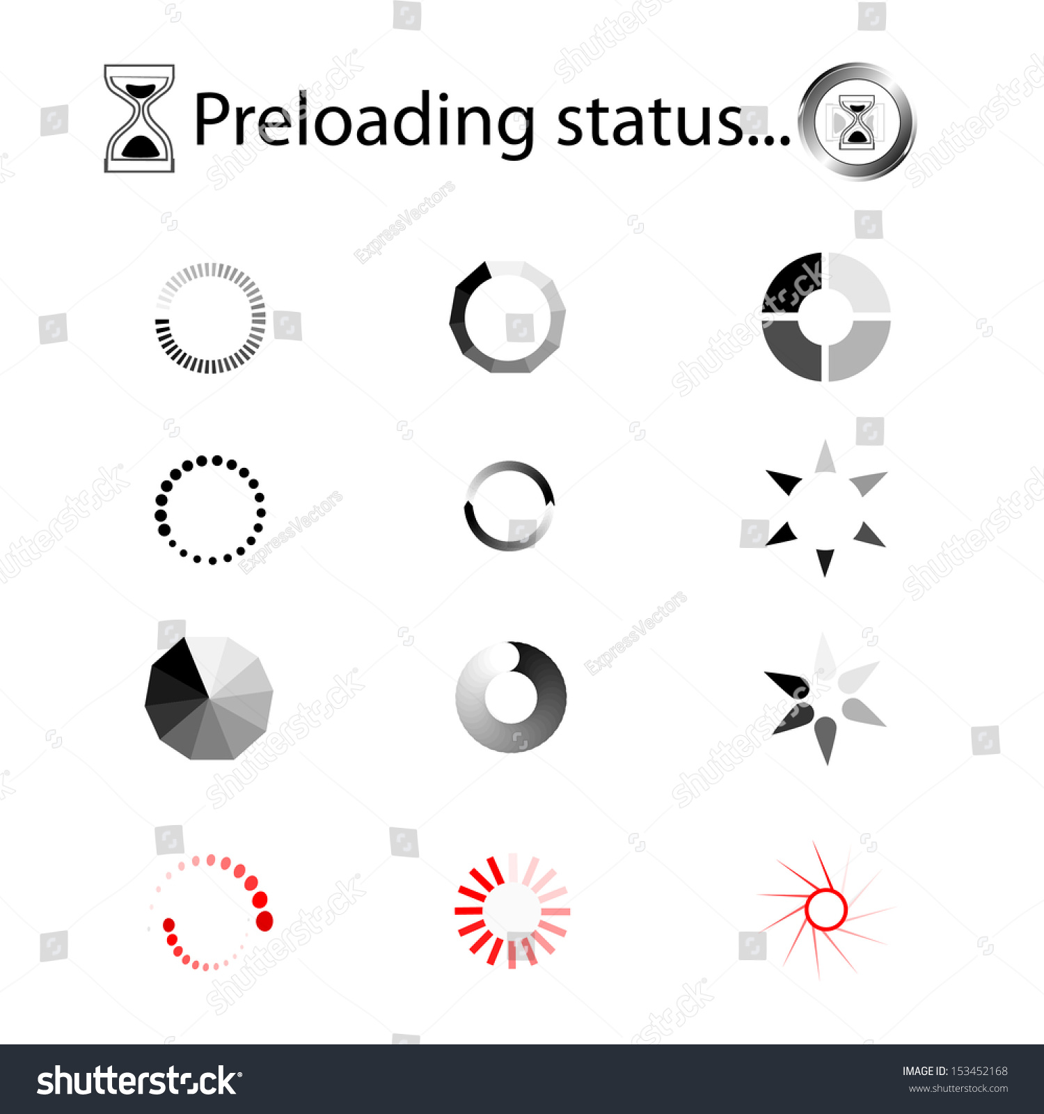 Loading Icons Set Loading Charging Buffering Stock Vector (Royalty Free ...