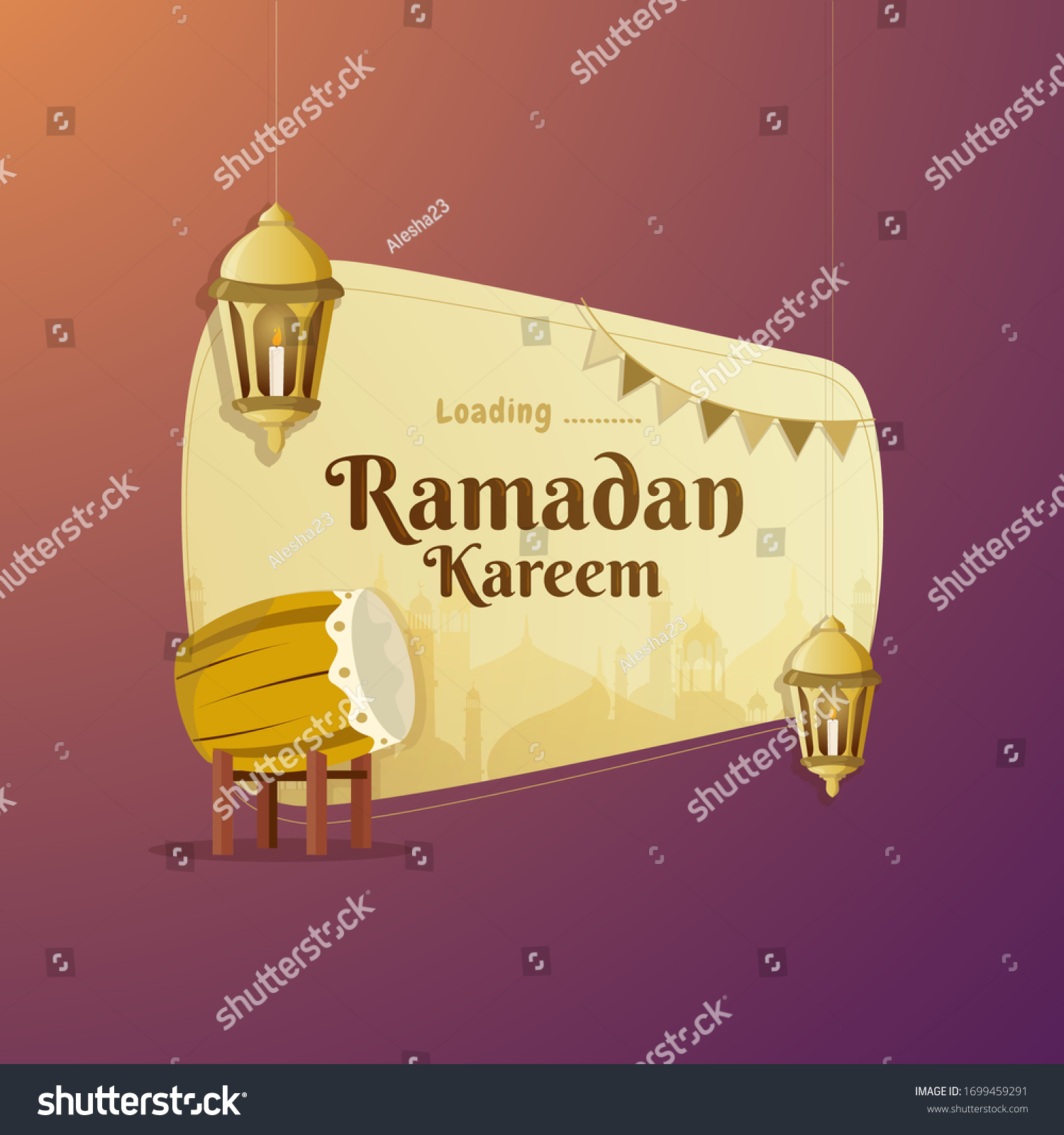 Loading Into Ramadan Month Islamic Background Stock Vector (Royalty ...