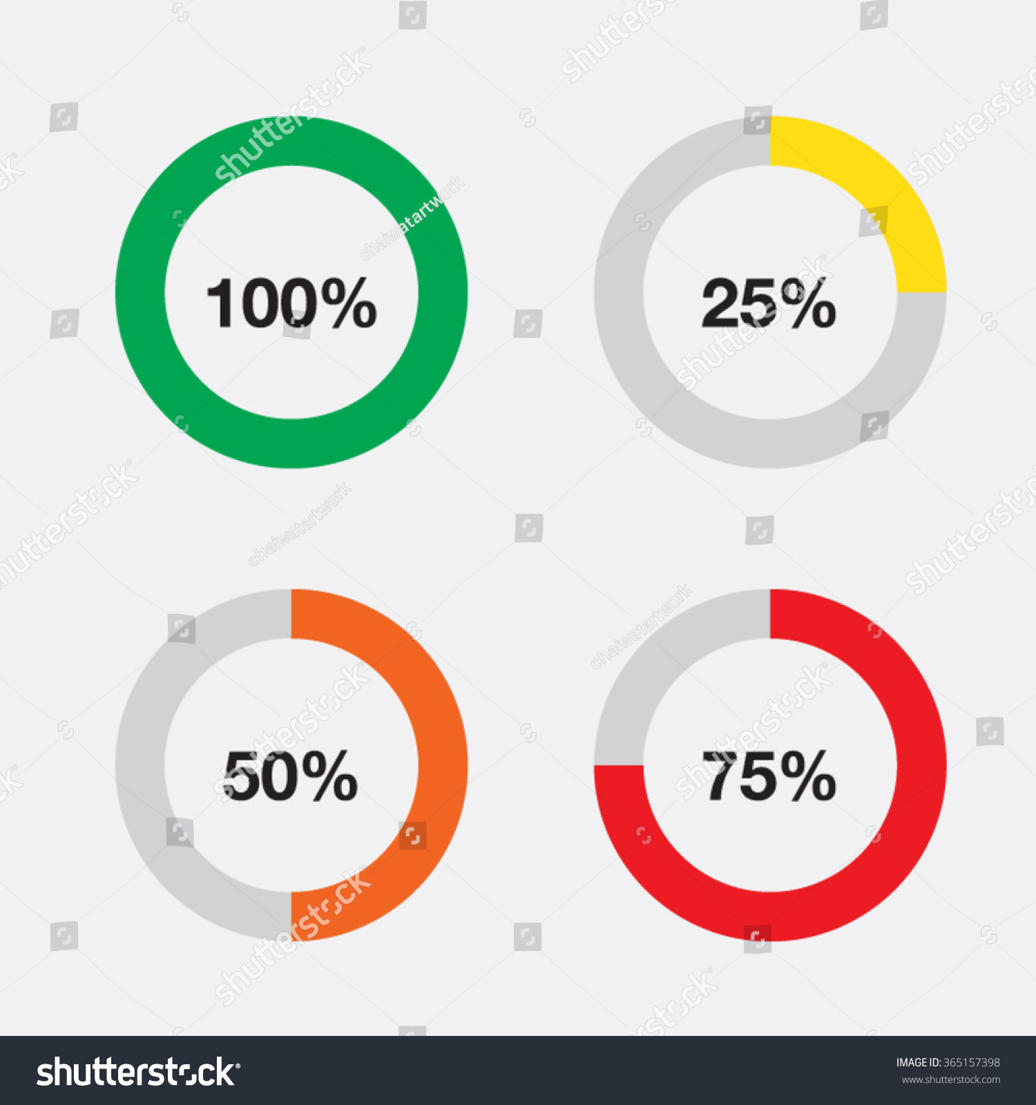 Loading Or Percentage Icons Stock Vector Illustration 365157398 ...