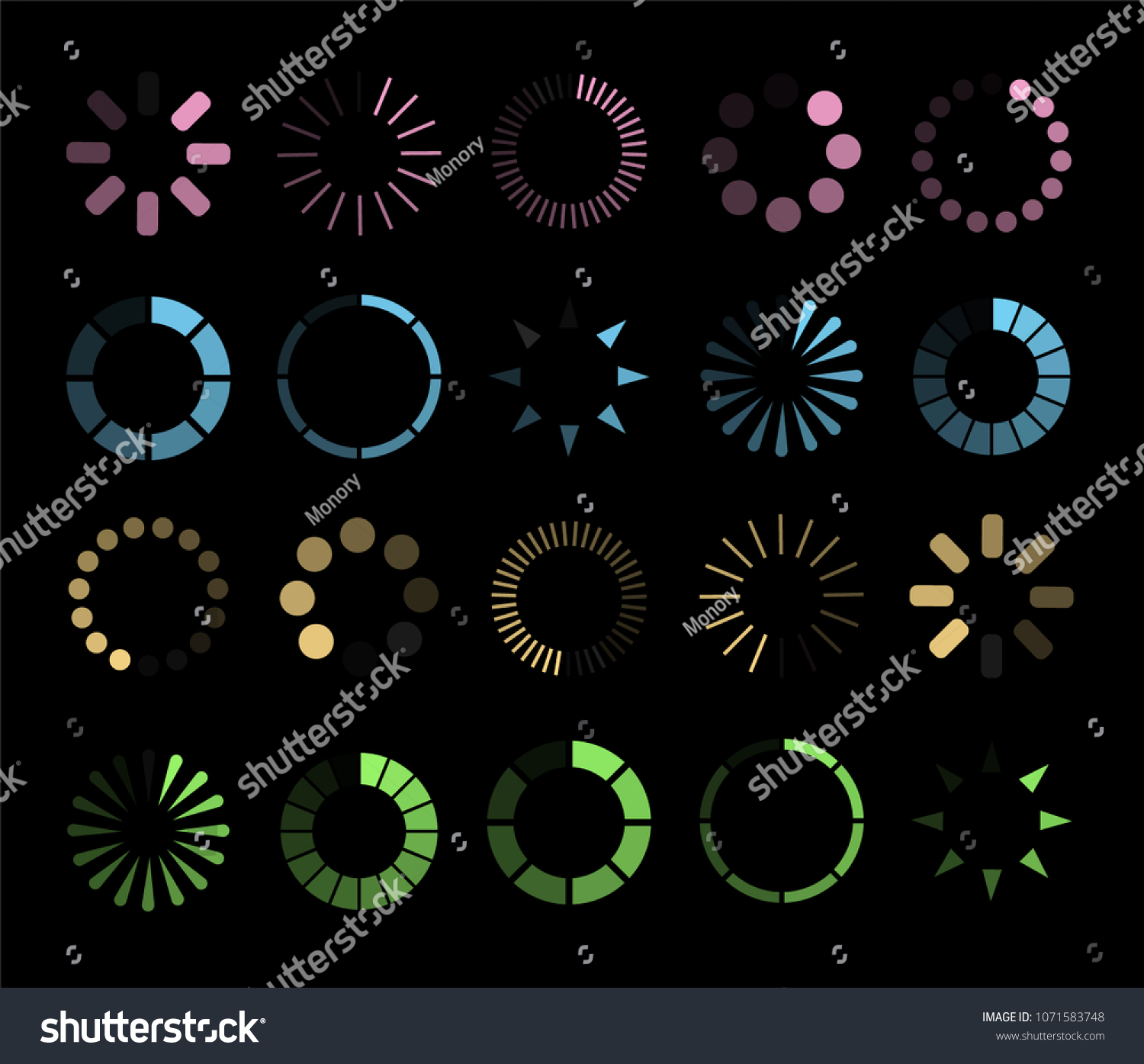 Loading Process Circular Icon Set Gradient Stock Vector (Royalty Free ...