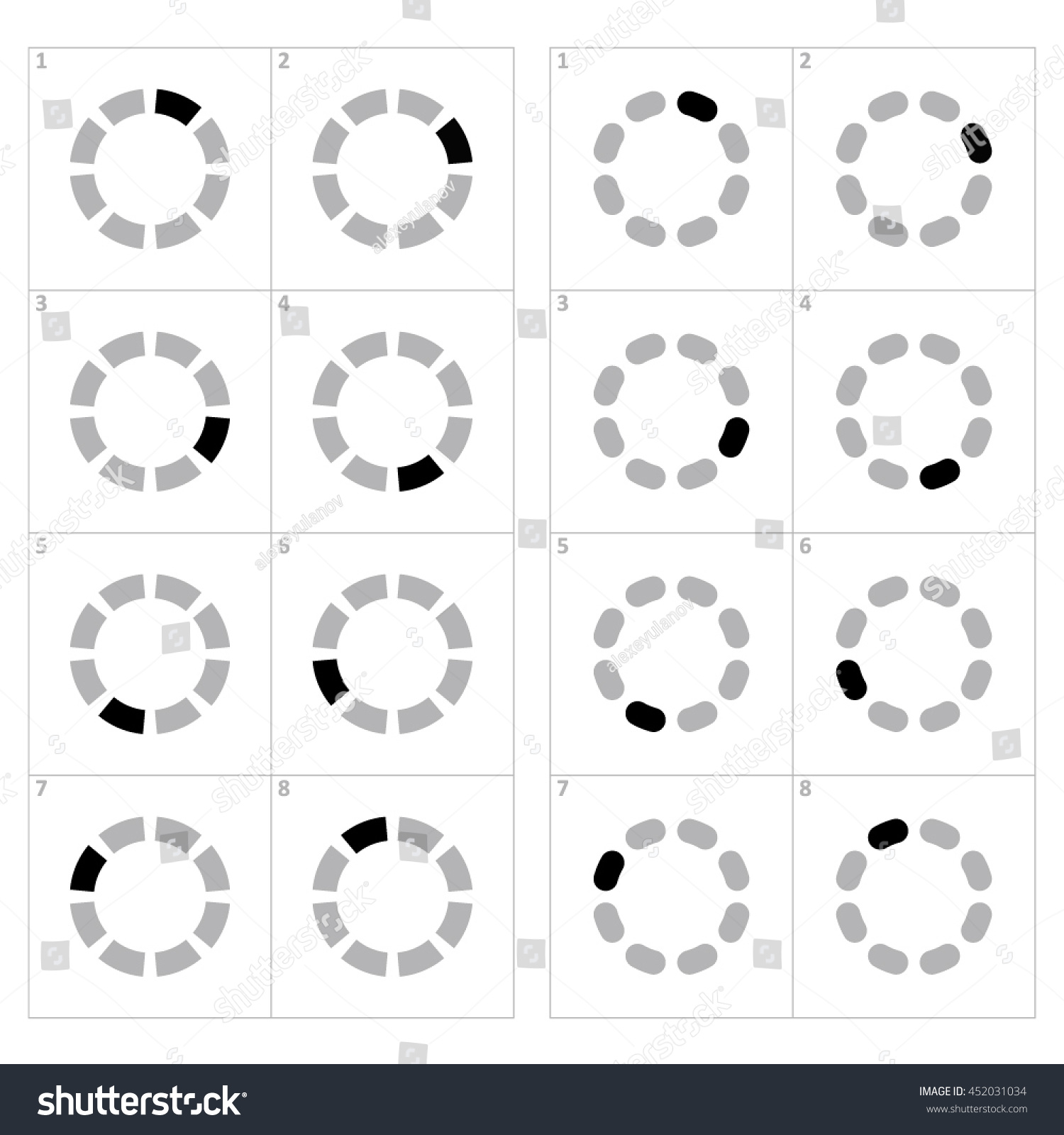 Loading Progress Indicator Sequence Sprite Sheet Stock Vector 452031034 Shutterstock