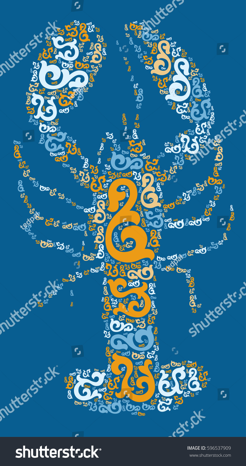 Lobster Shape Vector Design Illustration Stock Vector (Royalty Free ...