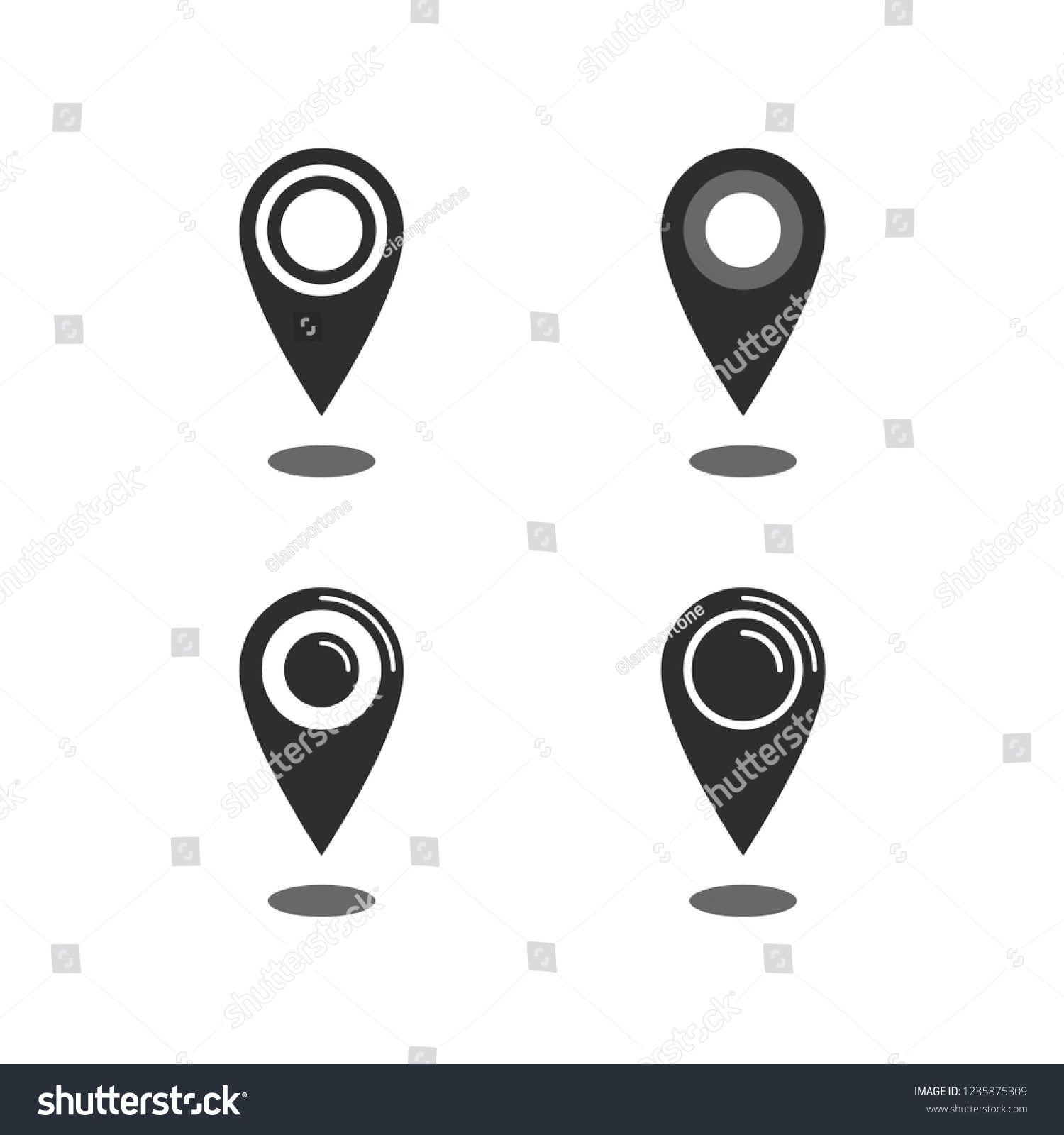 Location Icon Map Pin Vector Set Stock Vector (Royalty Free) 1235875309 ...