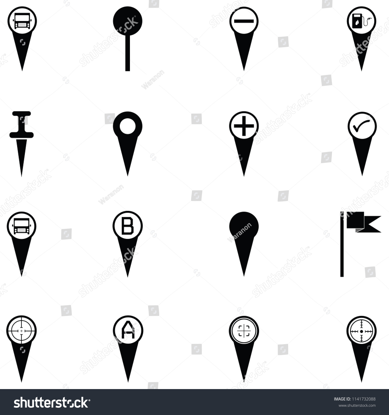 Location Icon Set: vector de stock (libre de regalías) 1141732088 ...
