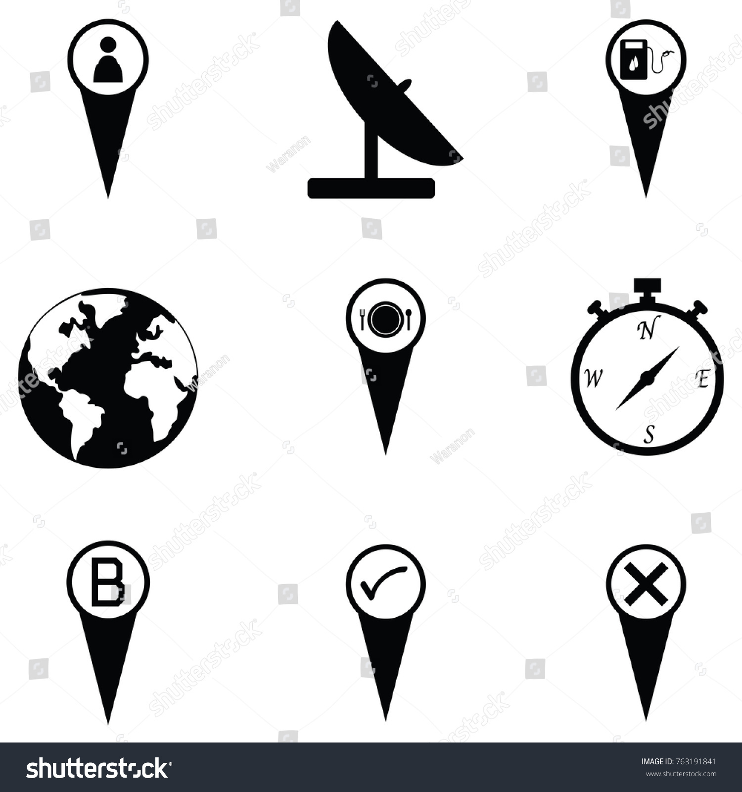 Location Icon Set Stock Vector (Royalty Free) 763191841 | Shutterstock