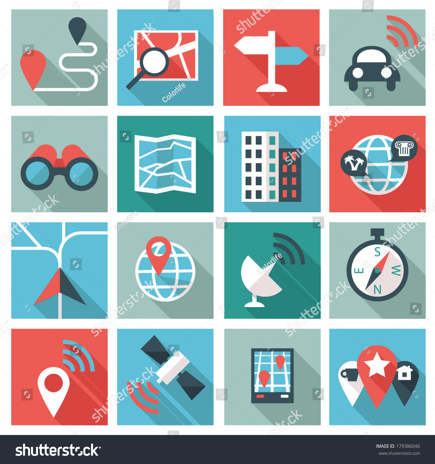 Location Icons Stock Vector (Royalty Free) 179386046 | Shutterstock