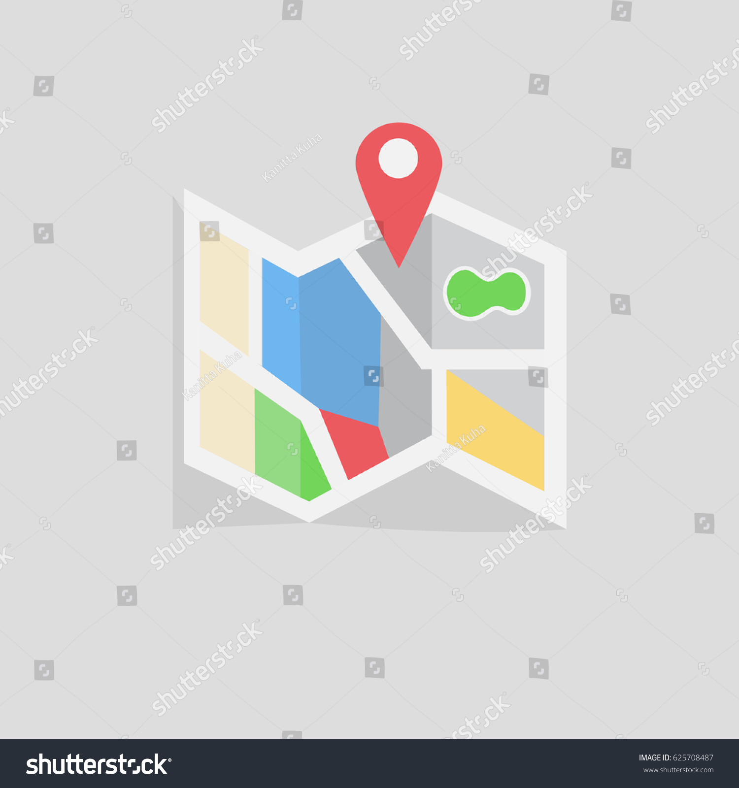 Location Map Flat Design Vector Icon Stock Vector (Royalty Free ...