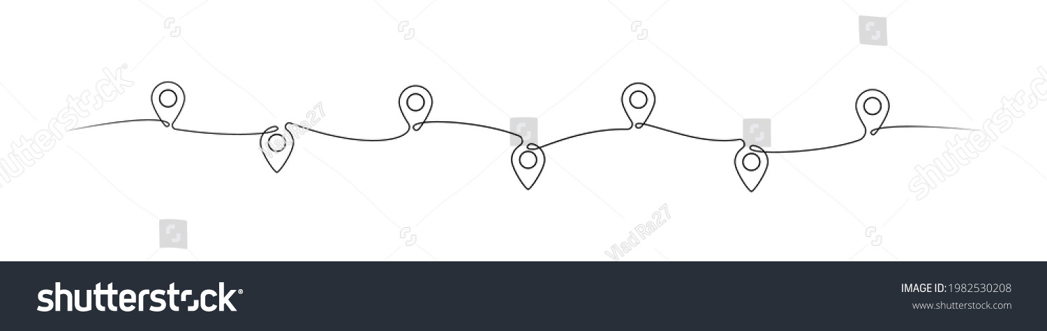 Location Pointers One Line Drawing Continuous Stock Vector (Royalty ...