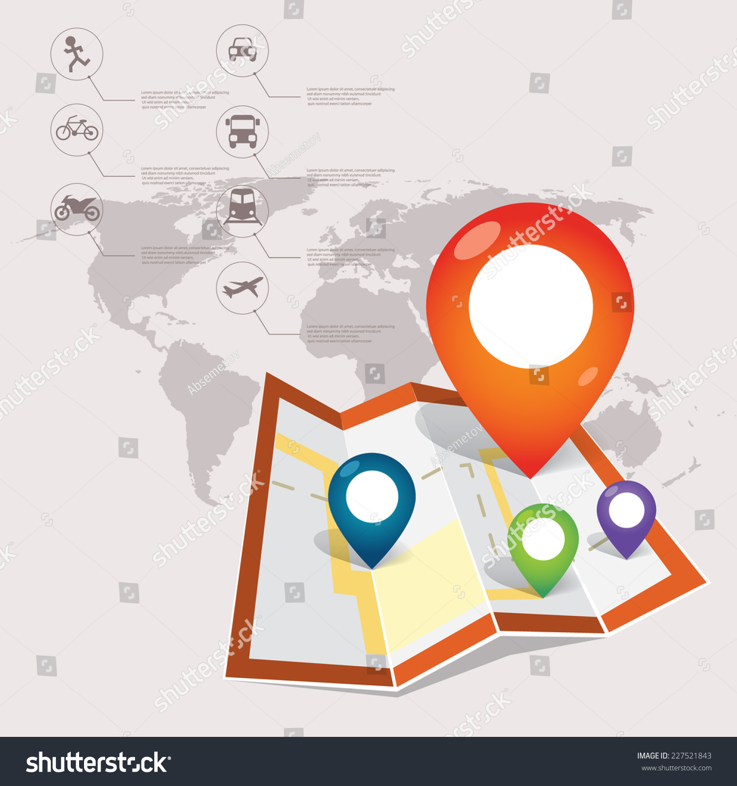 Locations Map Icons 库存矢量图（免版税）227521843 | Shutterstock