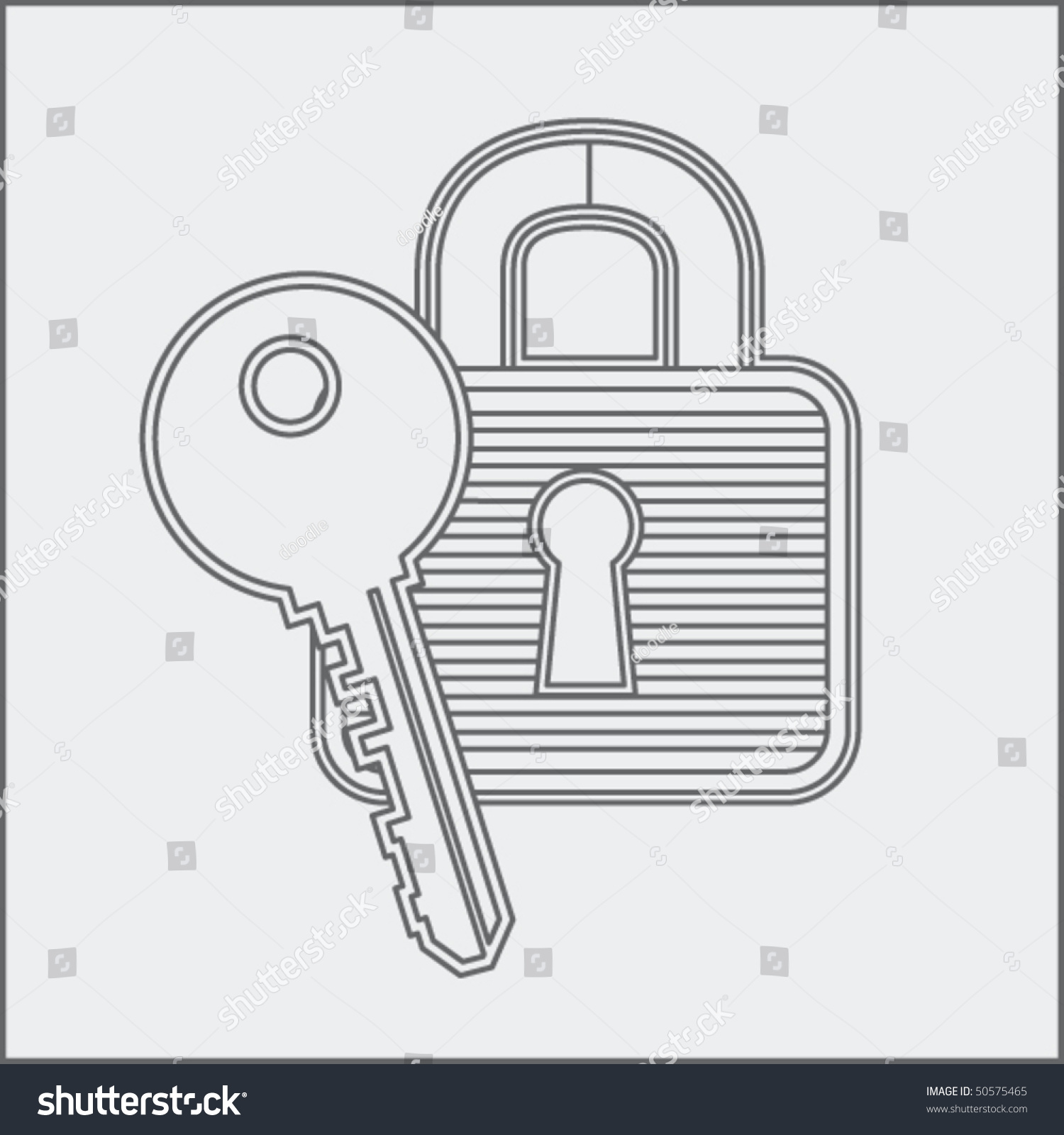 Lock And Key Drawing Stock Vector Illustration 50575465 : Shutterstock