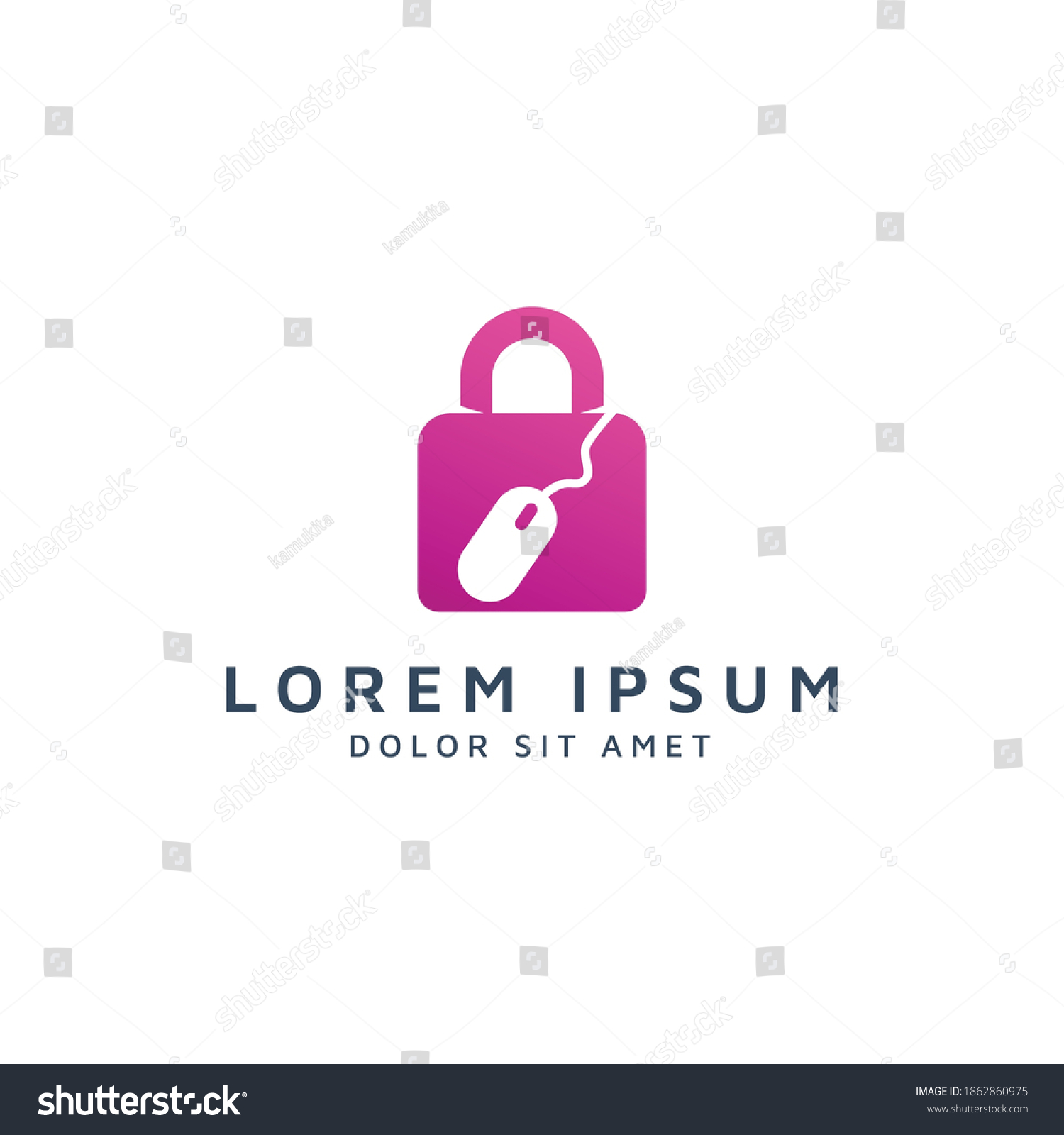 Lock Mouse Negative Space Logo Design Stock Vector (Royalty Free ...