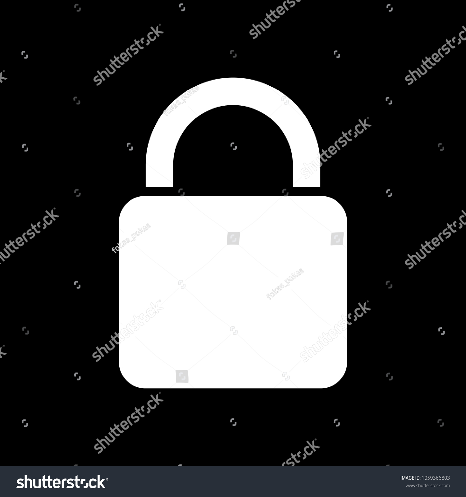 Lock Icon White Icon On Black Stock Vector (Royalty Free) 1059366803
