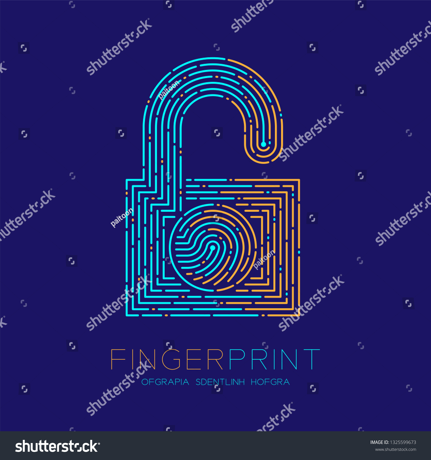 Lock Shape Pattern Fingerprint Scan Logo Stock Vector (Royalty Free ...