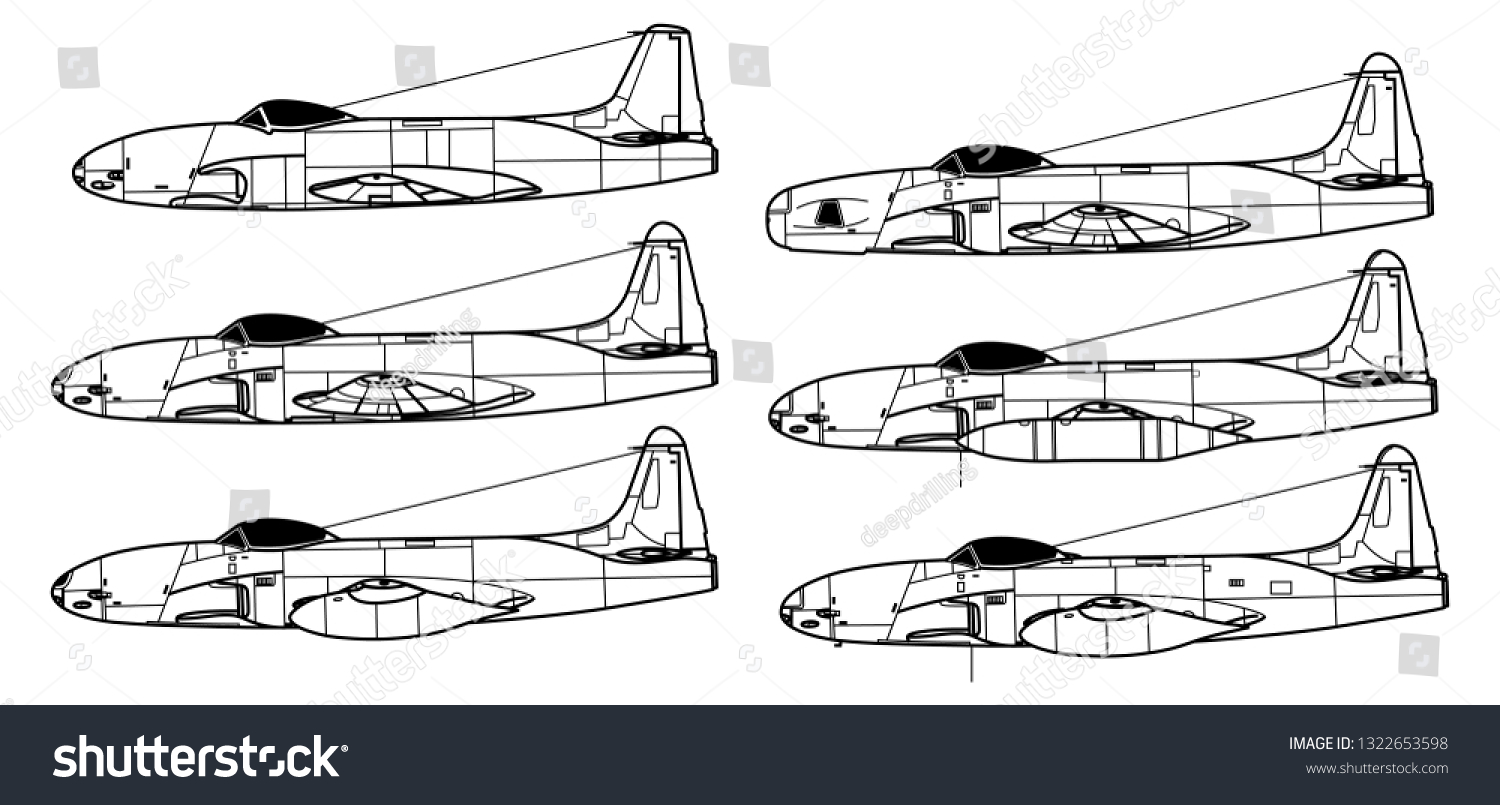 Lockheed F80 Shooting Star Outline Vector 库存矢量图（免版税）1322653598 ...