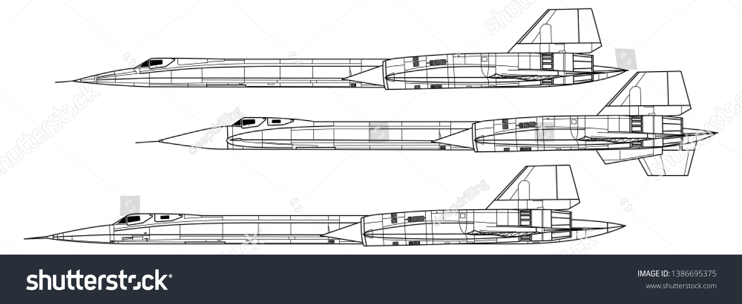 Lockheed Sr71 Blackbird Outline Vector Drawing: เวกเตอร์สต็อก (ปลอดค่า ...