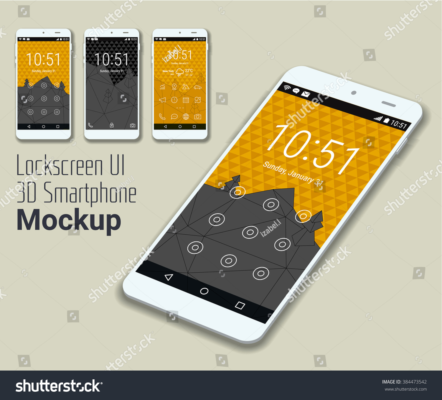 Lockscreen Mobile Ui Smartphone Mockup Stock Vector (Royalty Free ...