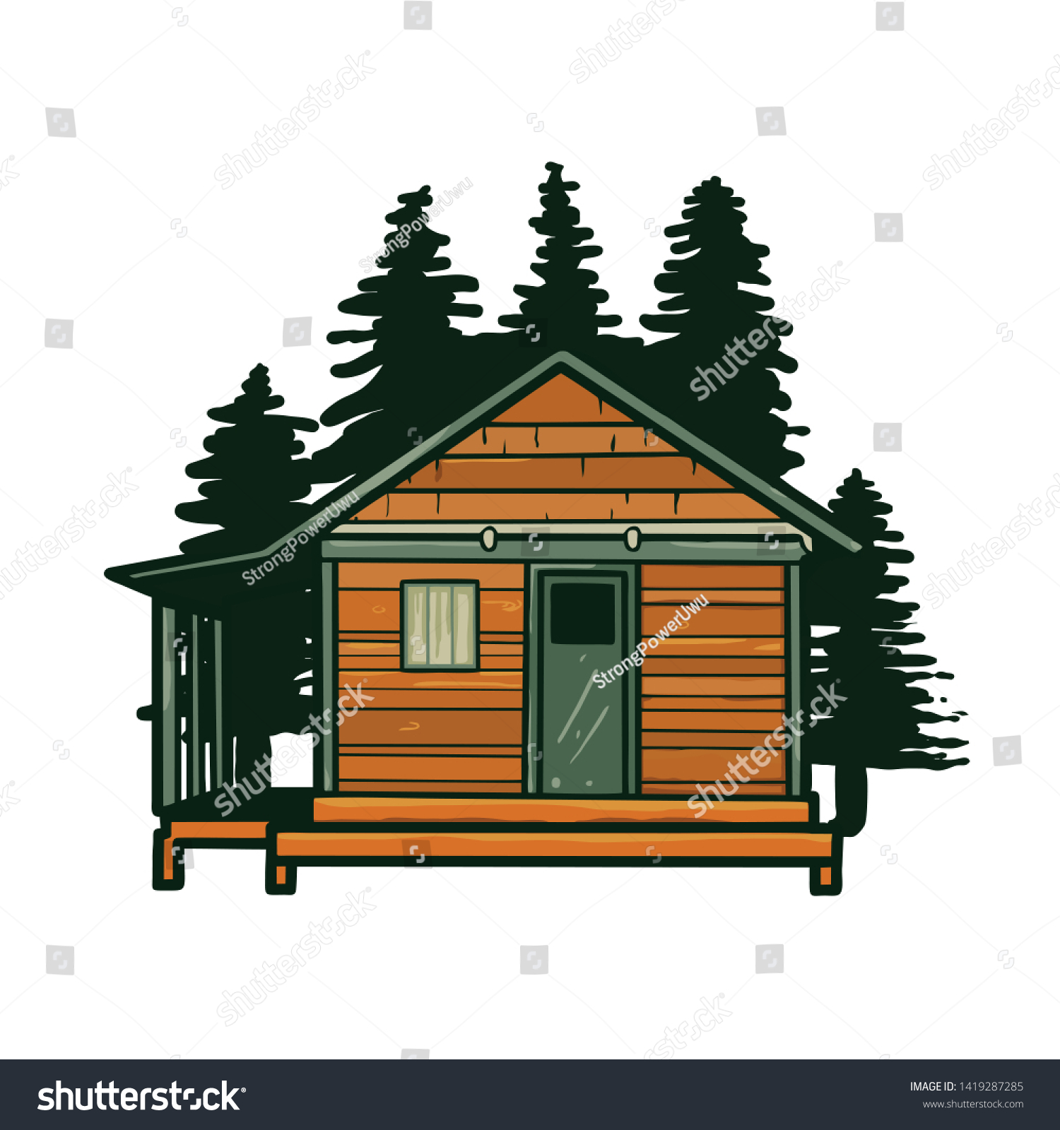 Log Cabin House Cartoon Vector Stock Vector (Royalty Free) 1419287285