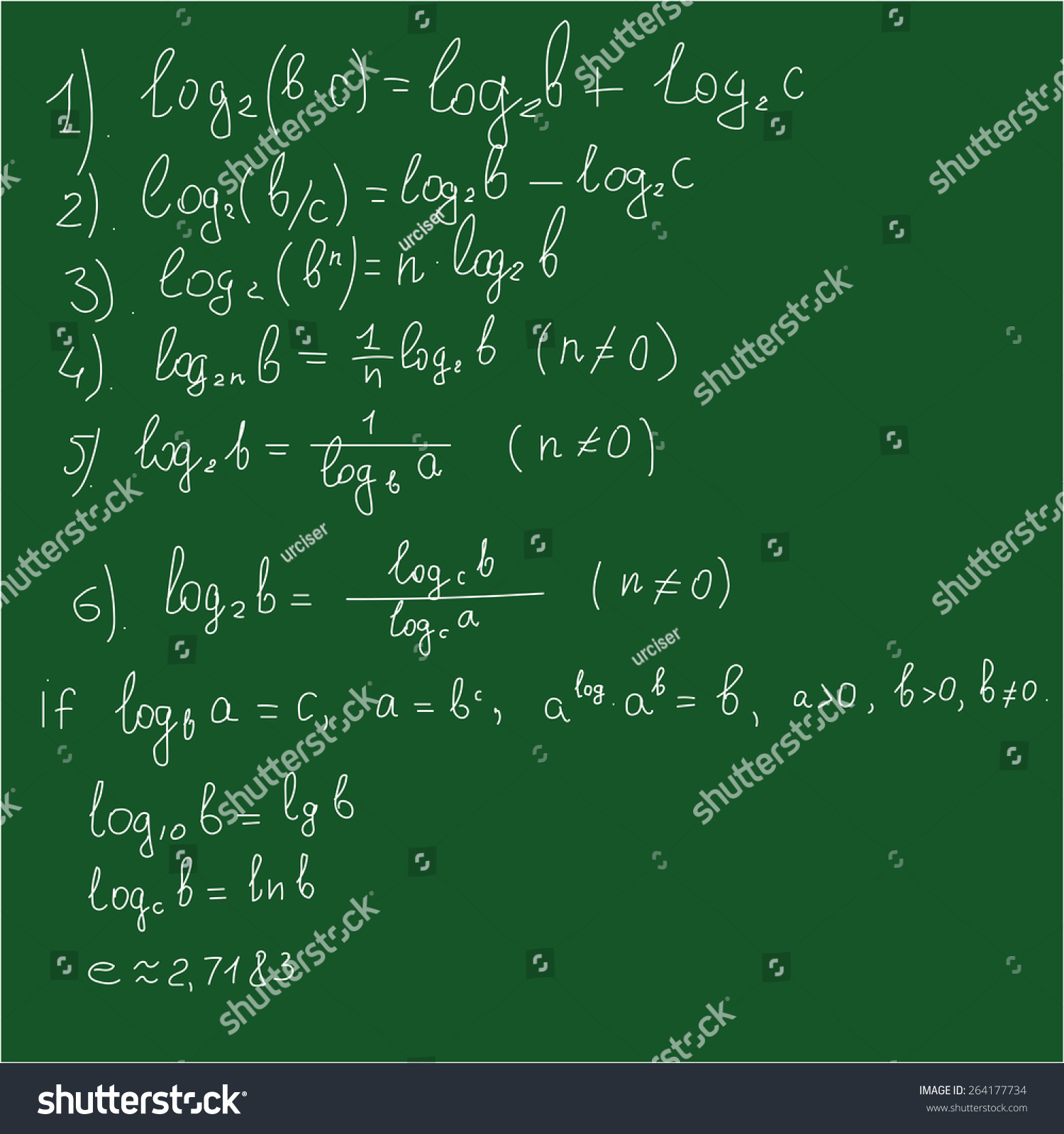 Logarithms Their Properties Stock Vector (Royalty Free) 264177734 ...