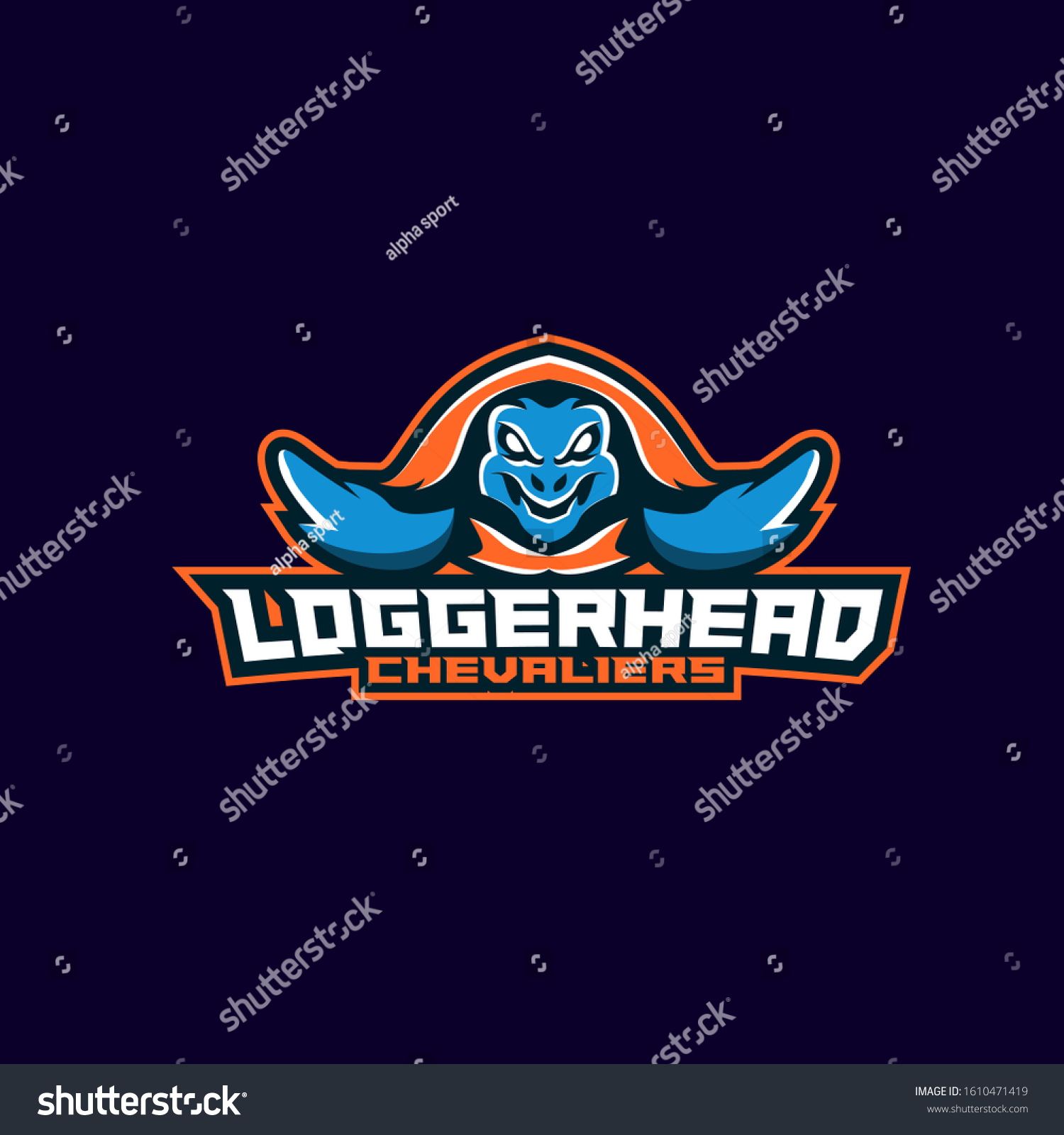 Loggerhead Turtle Sport Logo Design Stock Vector (Royalty Free) 1610471419