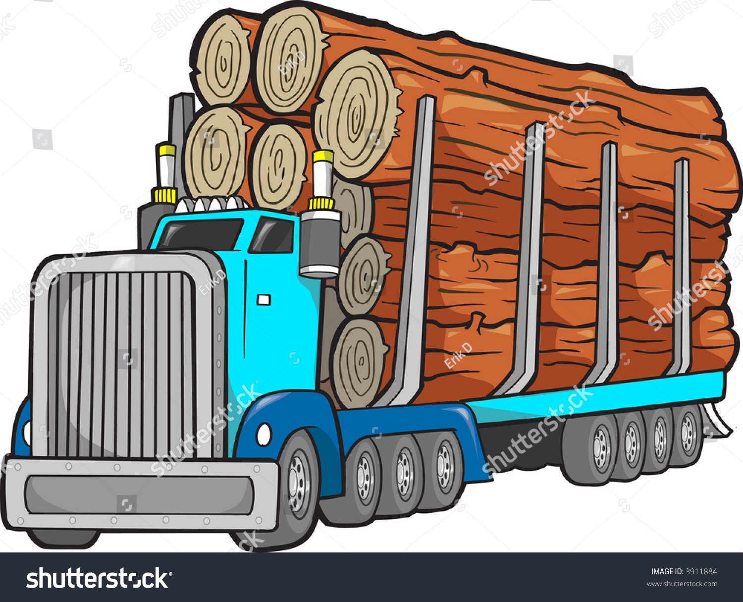 Logging Truck Vector Illustration: เวกเตอร์สต็อก (ปลอดค่าลิขสิทธิ์ ...