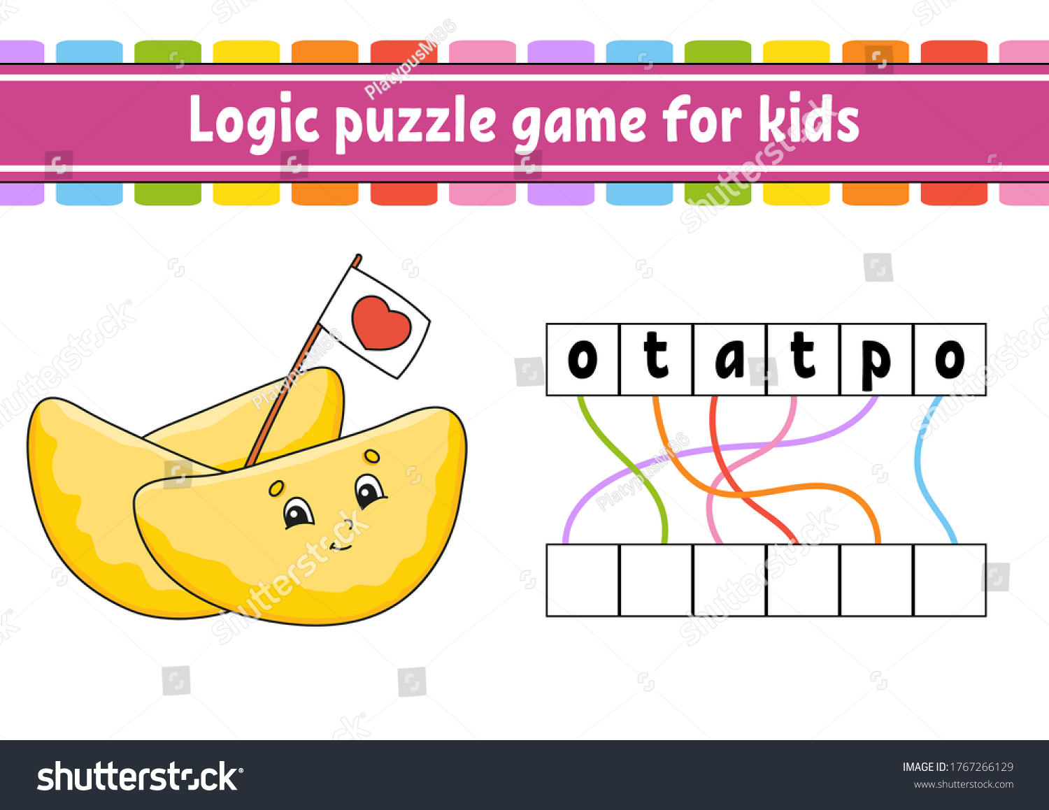 Logic Puzzle Game Learning Words Kids Stock Vector (Royalty Free ...