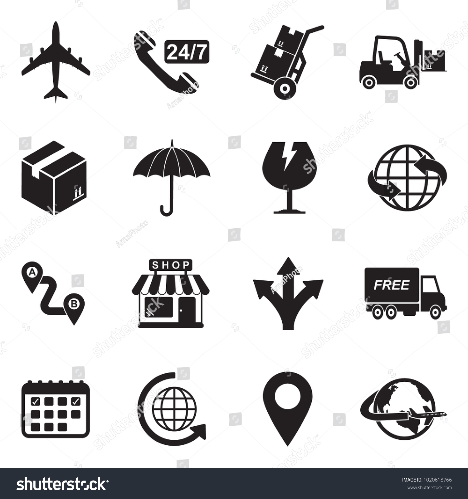 Logistic Icons Black Flat Design Vector Stock Vector (Royalty Free ...