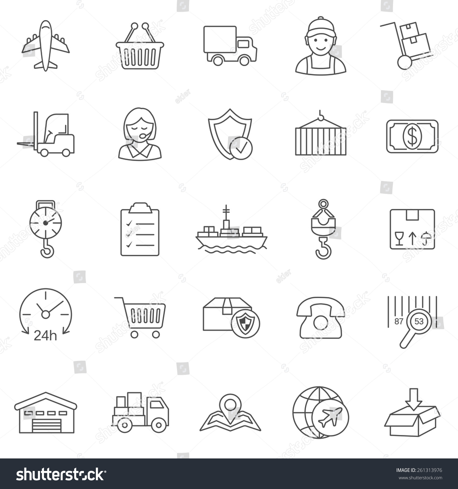 Logistic Line Icons Setvector Stock Vector (Royalty Free) 261313976 ...