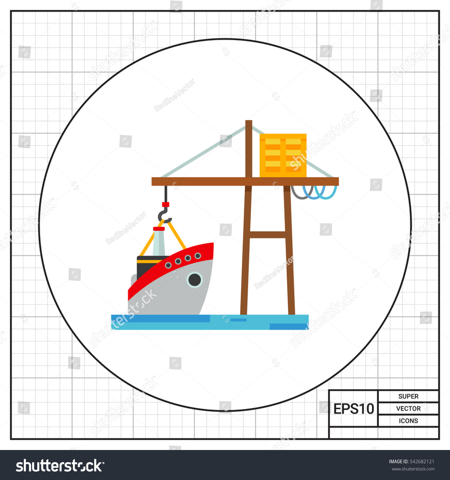 Logistic Ship Crane Icon Stock Vector (Royalty Free) 542682121