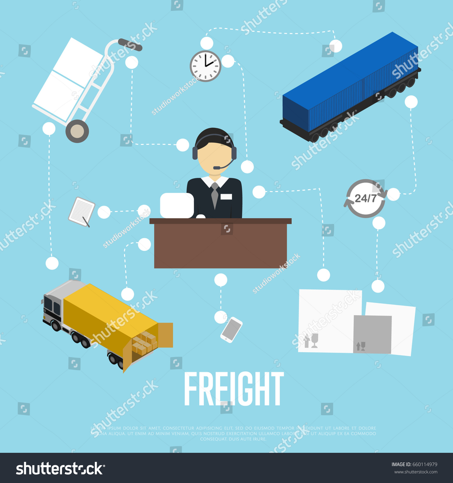 Logistics Freight Shipment Flowchart Isometric Vector: เวกเตอร์สต็อก ...