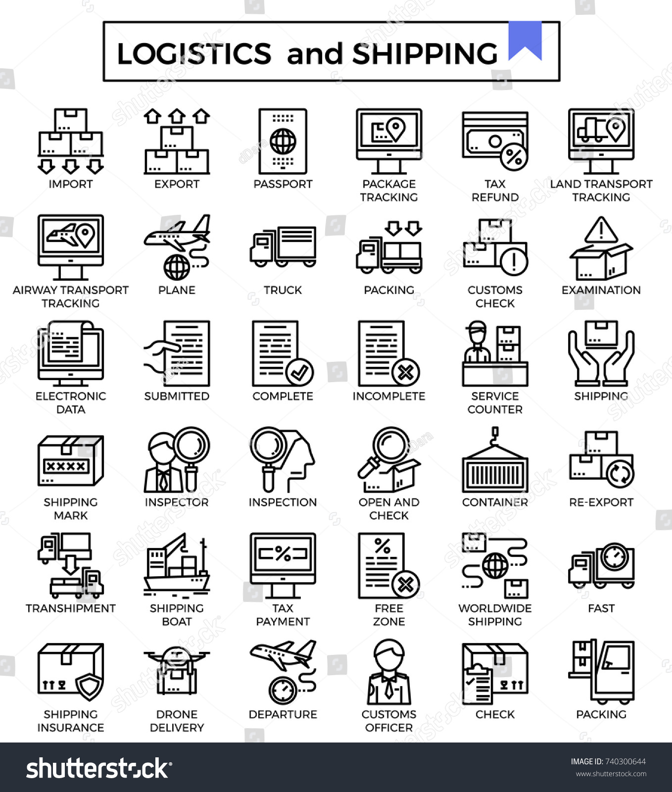 Logistics Shipping Icon Set Stock Vector (Royalty Free) 740300644 Logistics Shipping Icon Set Stock Vector (Royalty Free) 740300644