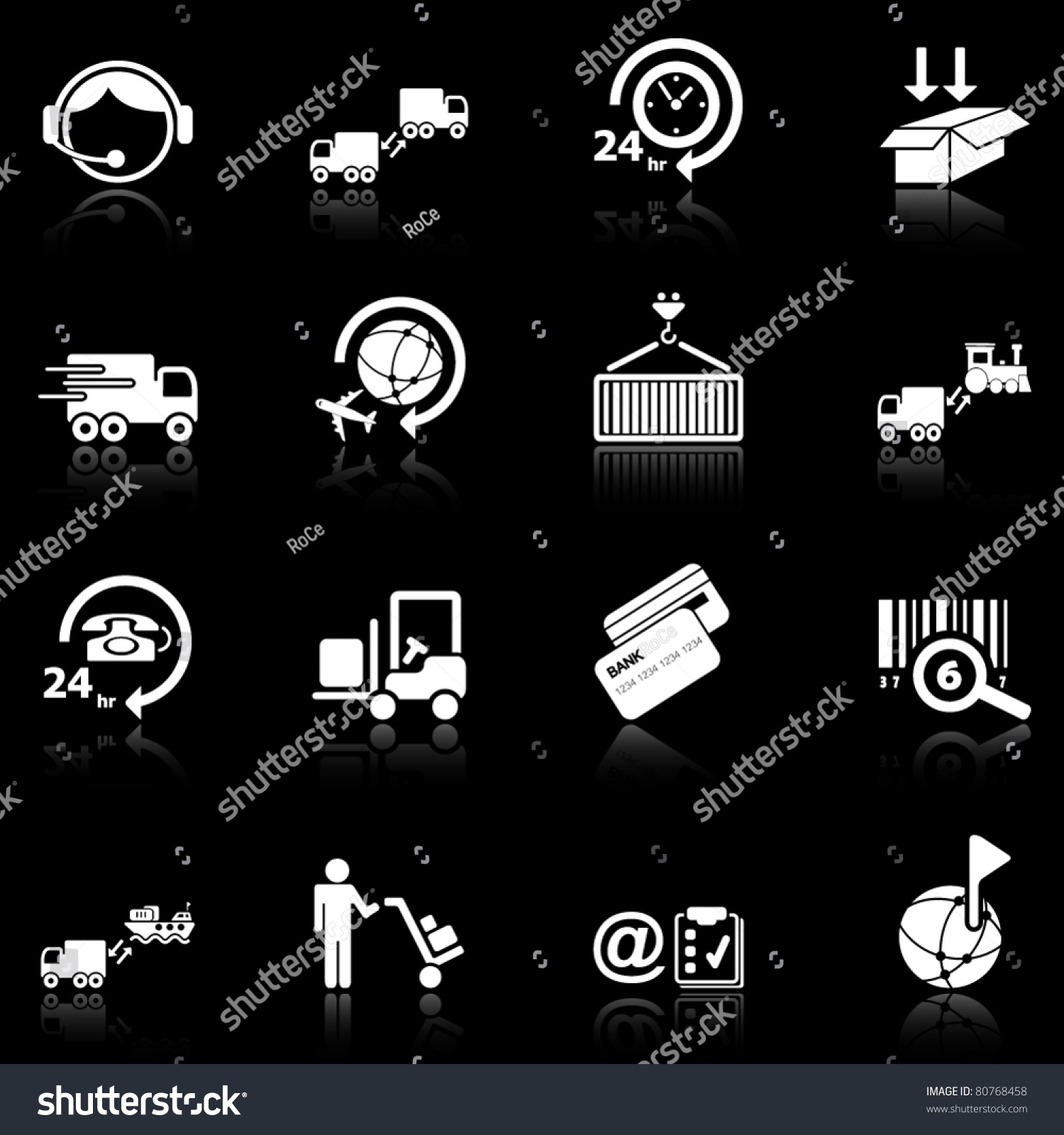 Logistics Icons Black Series: vector de stock (libre de regalías ...