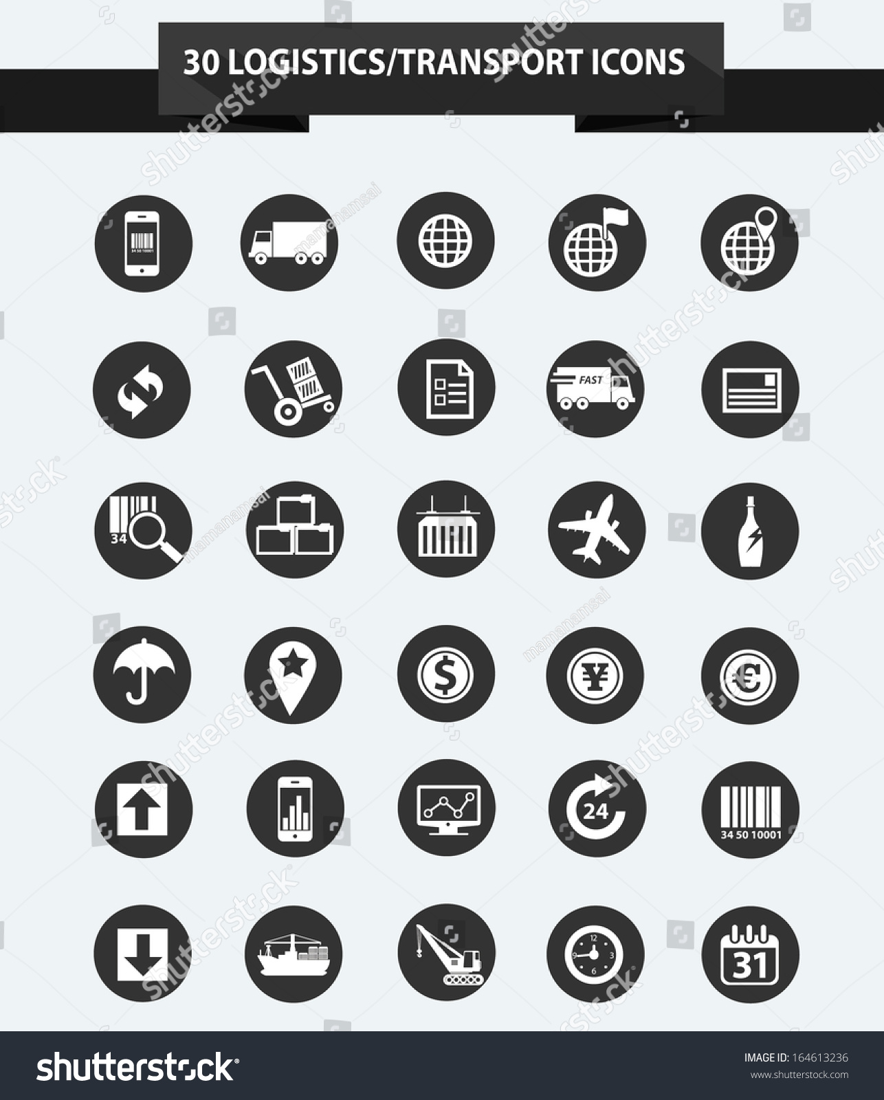 Logistics Iconsblack Versionvector Stock Vector (Royalty Free) 164613236