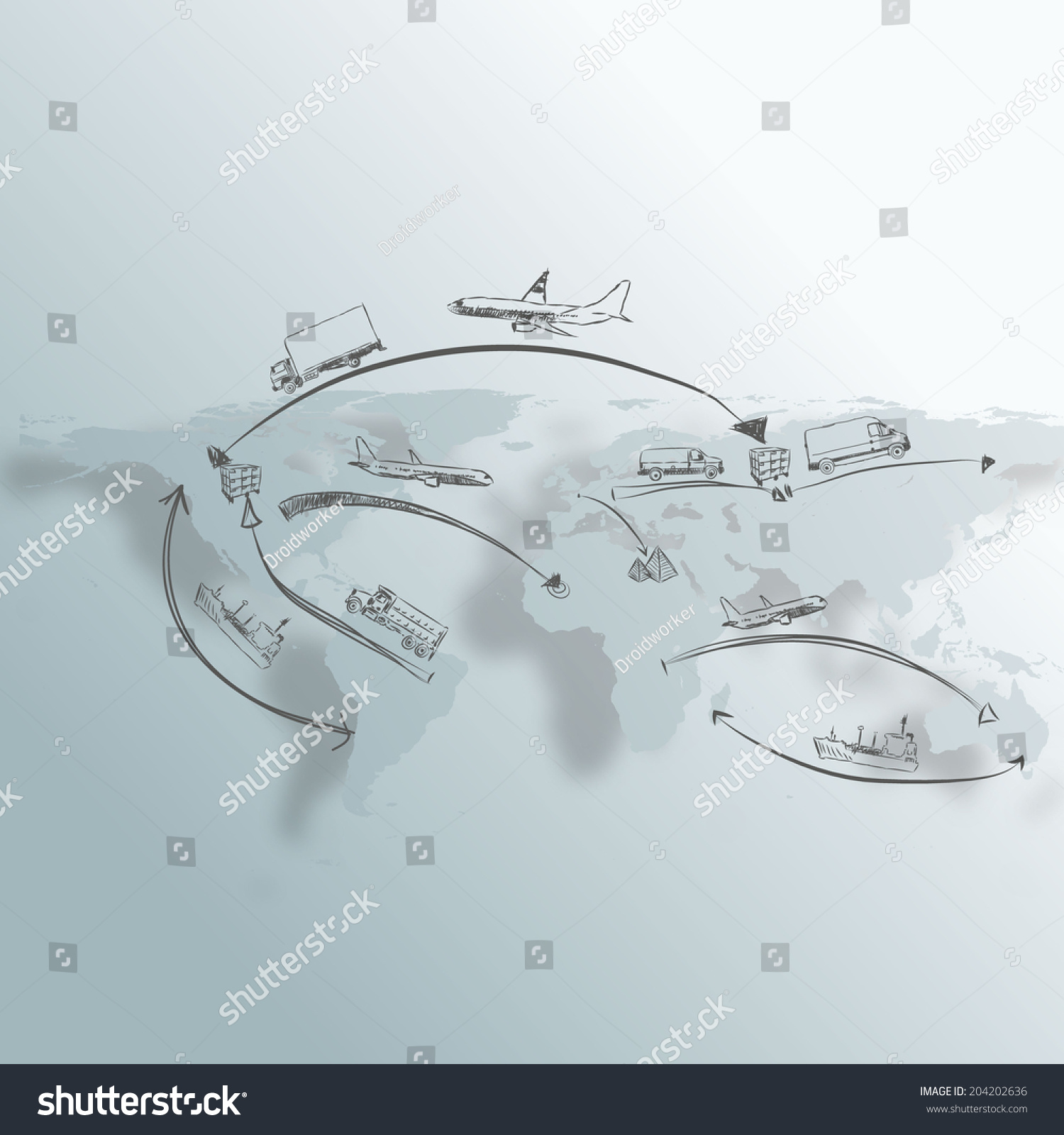 Logistics Technology Concept Hand Draw Sketch Stock Vector (Royalty ...