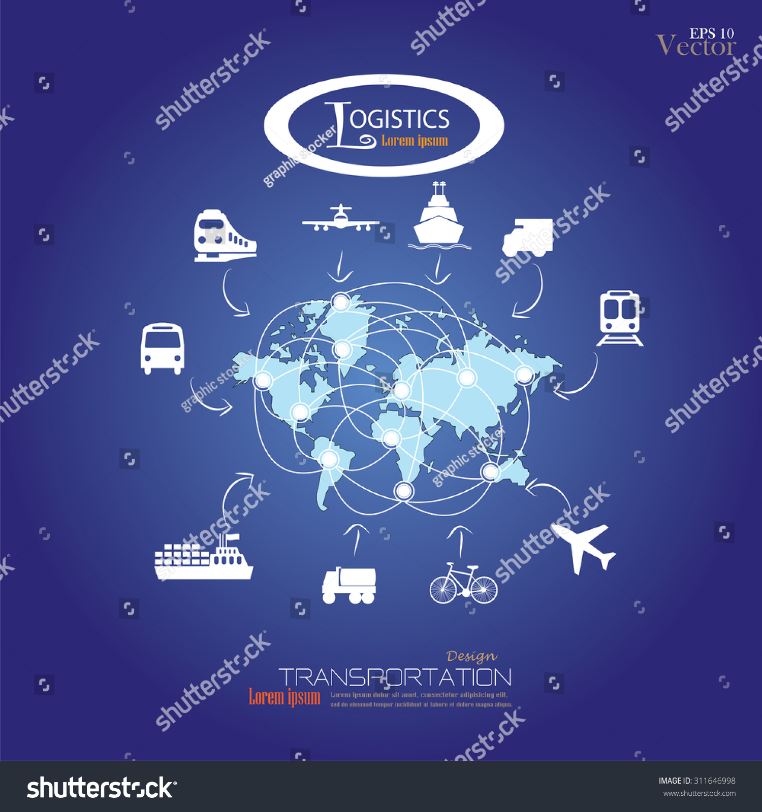 Logistics Technology Conceptlogistics Connection On World Stock Vector ...