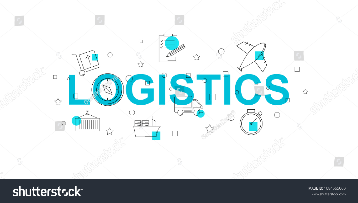 Logistics Vector Banner Word Line Icon Stock Vector (Royalty Free ...