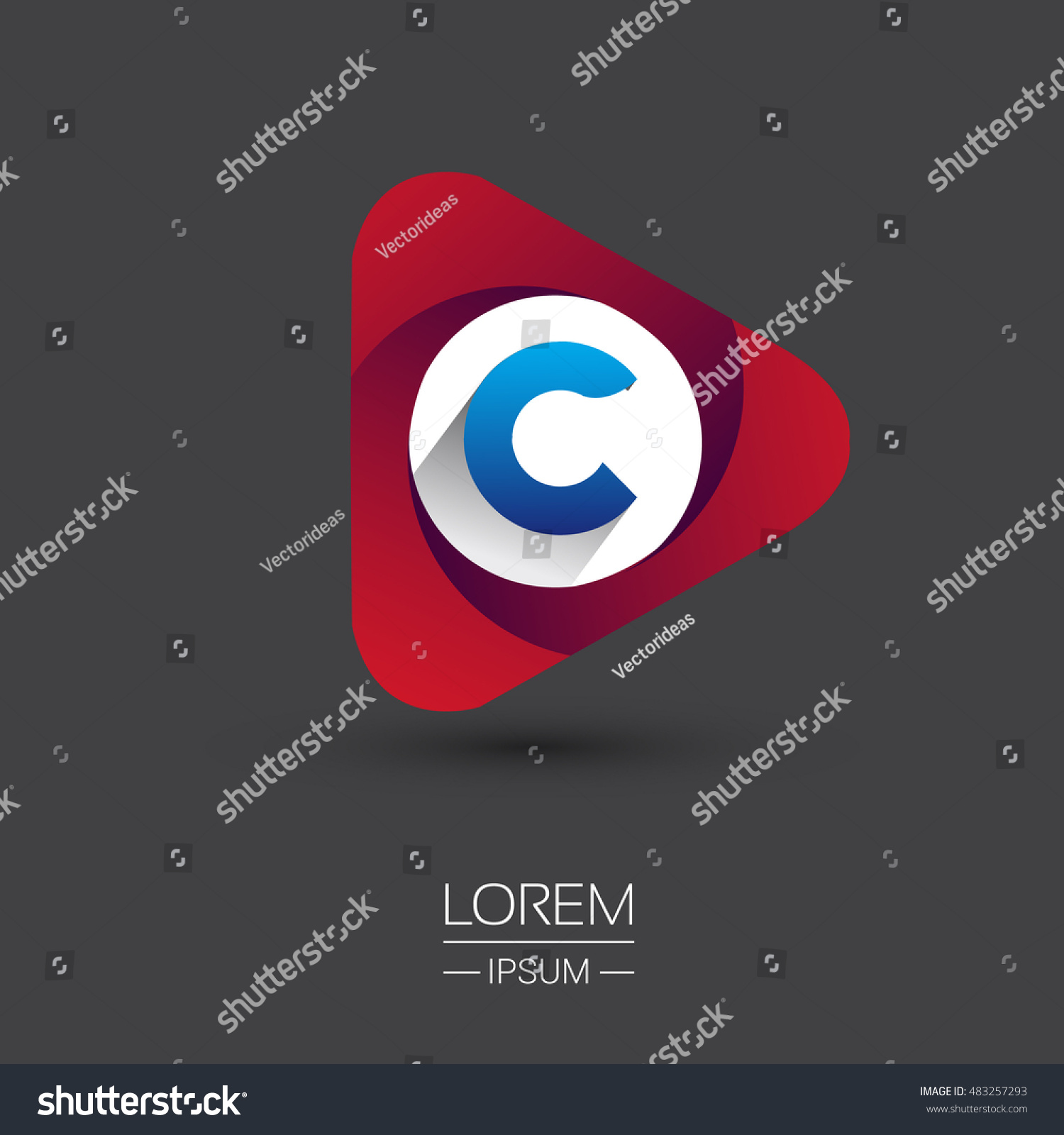 Logo C Letter Red Colored Triangle Stock Vector (Royalty Free ...