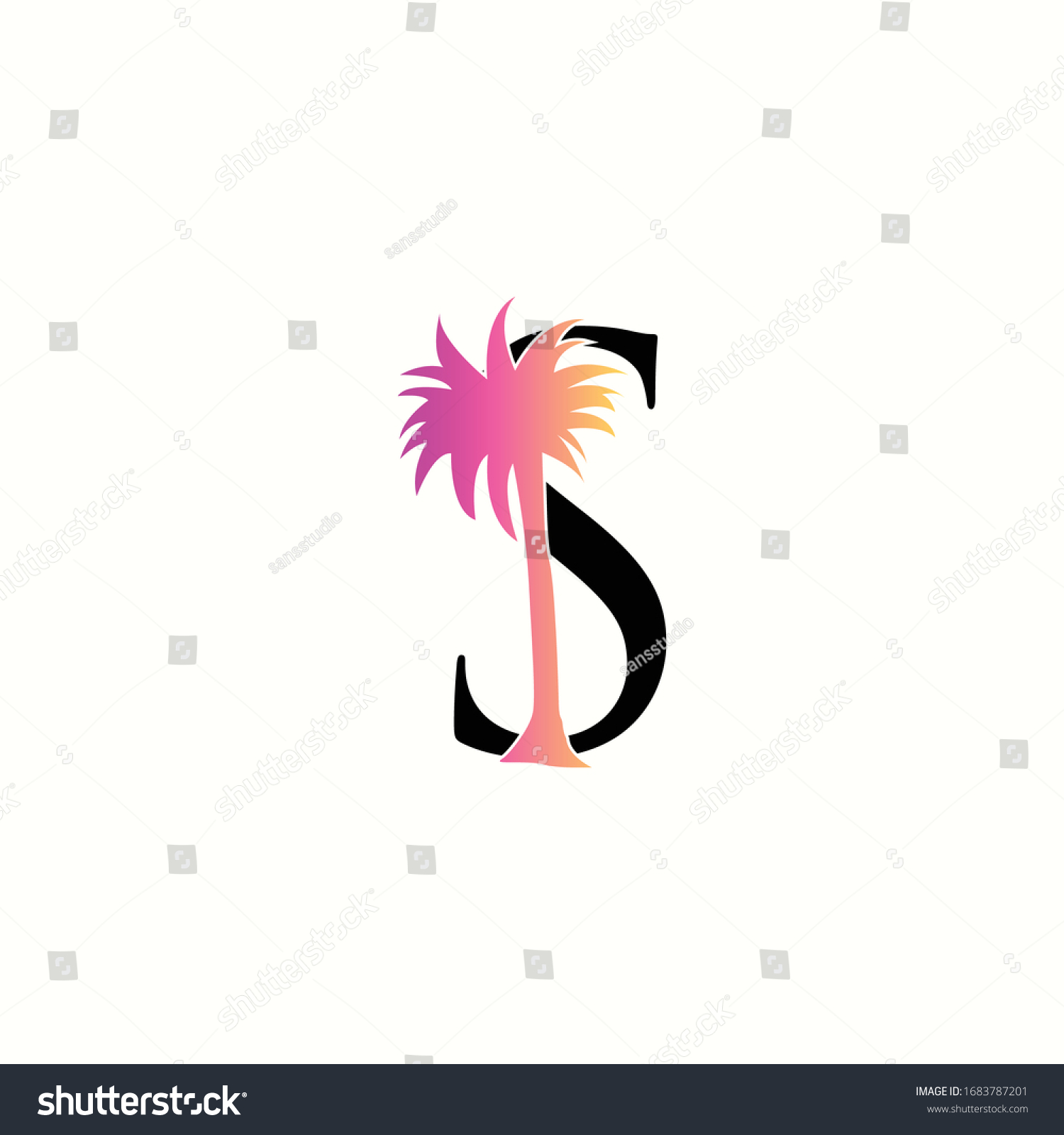 Logo Coconut Tree Letter S Vector Stock Vector (Royalty Free) 1683787201