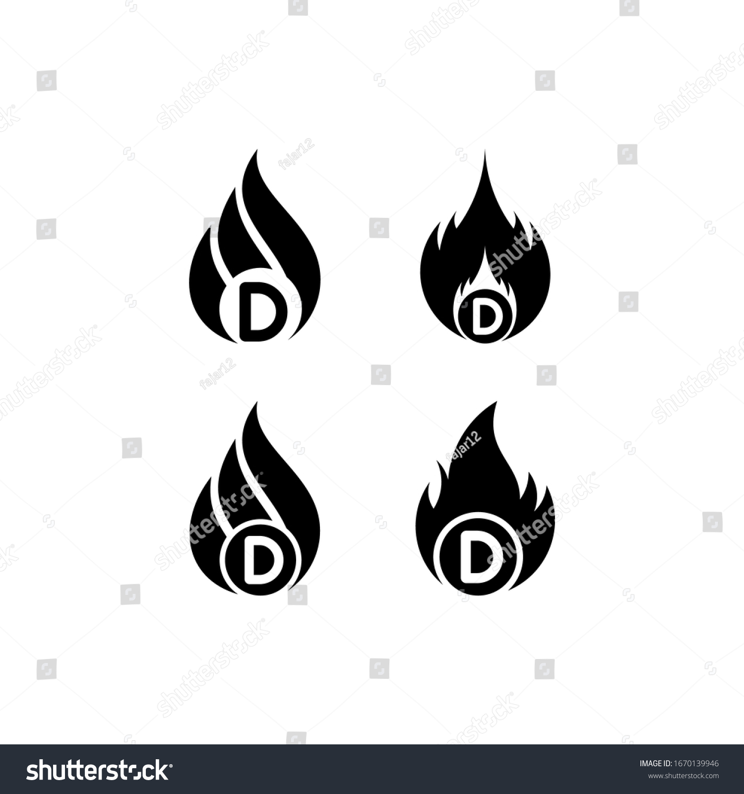 Logo D Fire Flames Set Vector Stock Vector (Royalty Free) 1670139946 ...