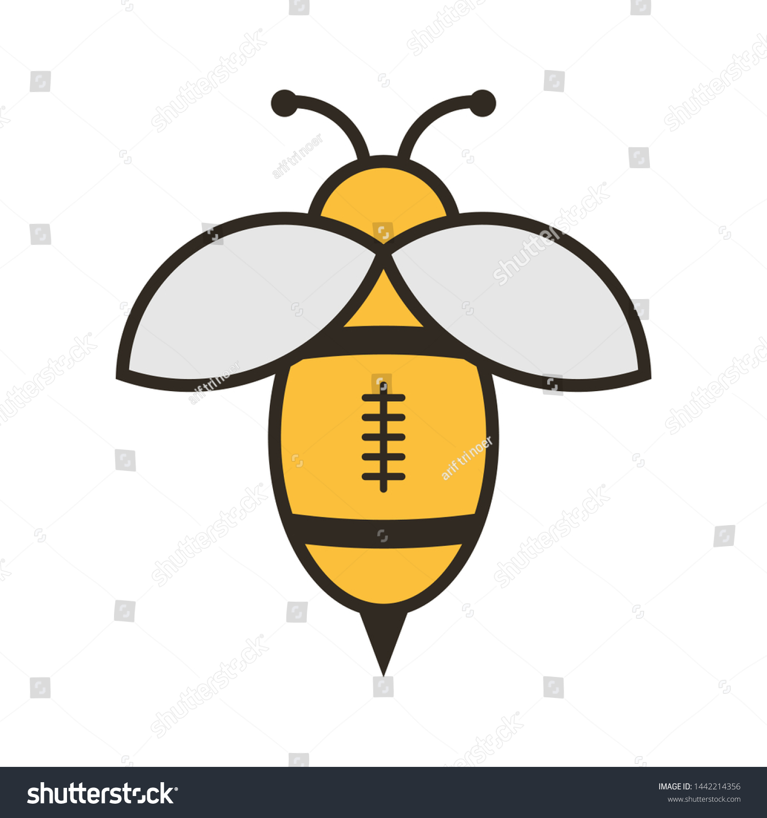 Logo Design Bee Rugby Simple Stock Vector (Royalty Free) 1442214356 ...