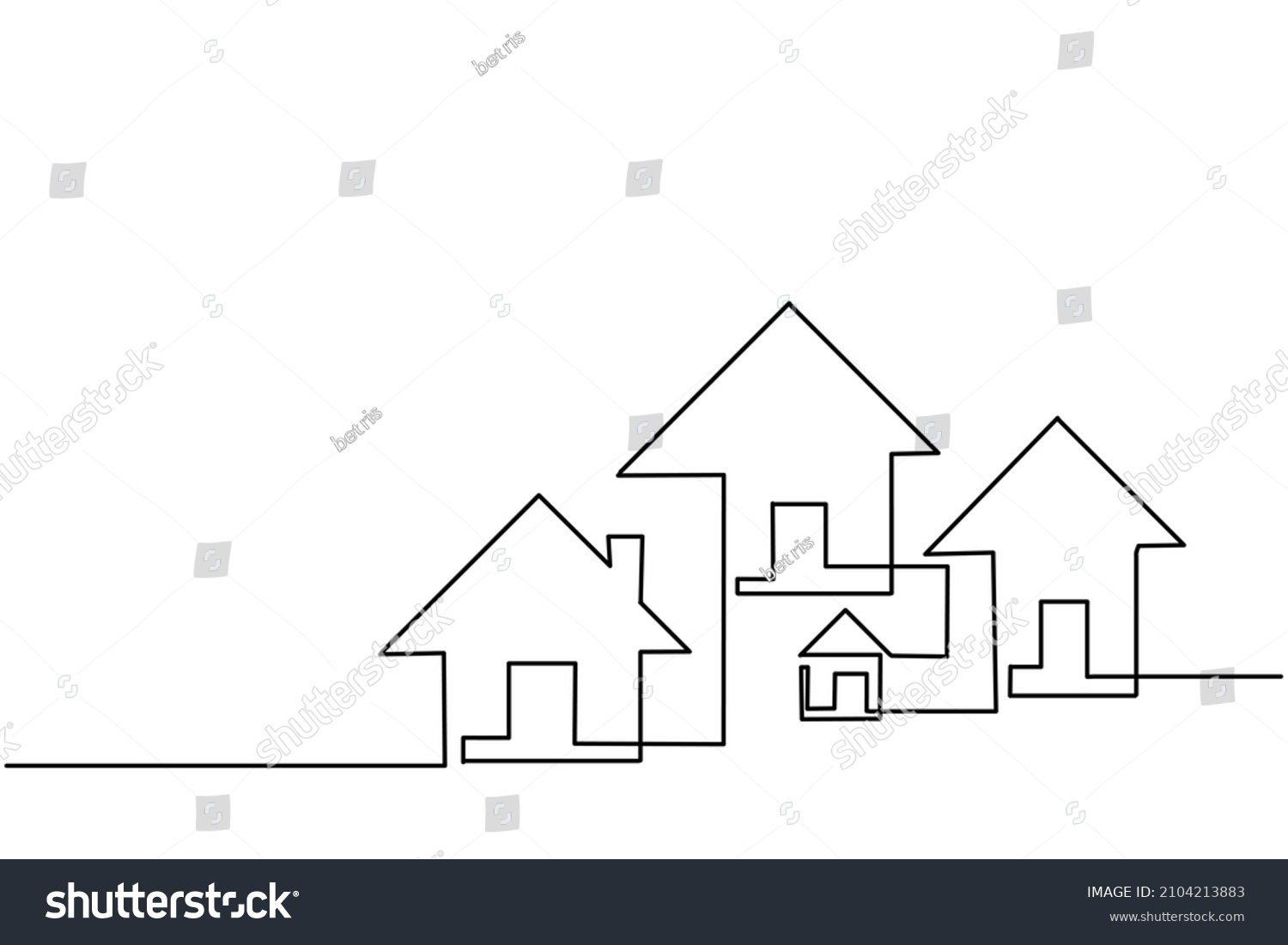 Logo Design Vector Continuous Line House Stock Vector (Royalty Free ...