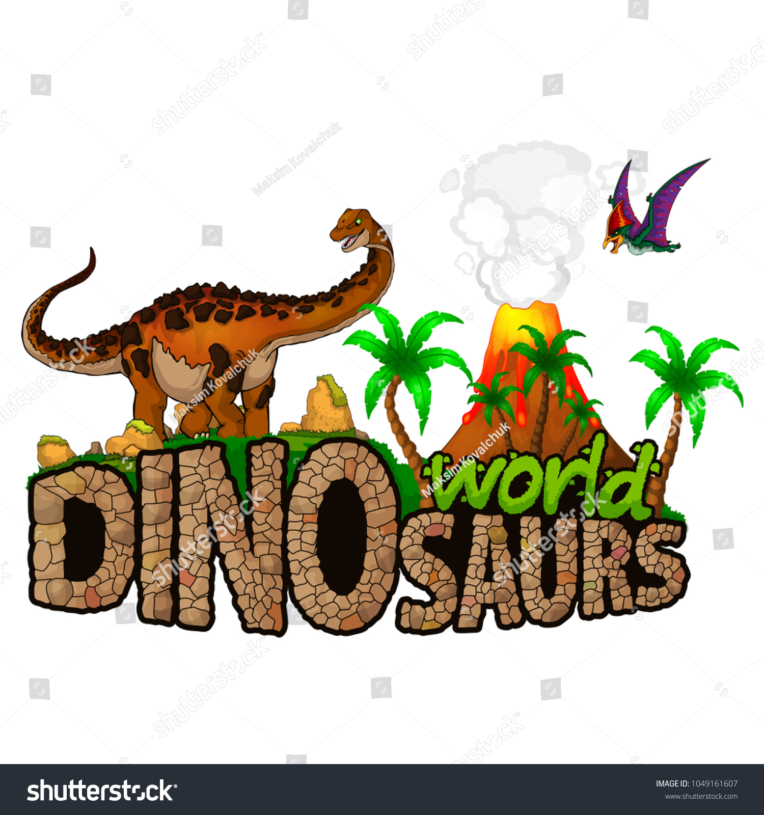 Logo Dinosaurs World Vector Illustration: เวกเตอร์สต็อก (ปลอดค่า ...