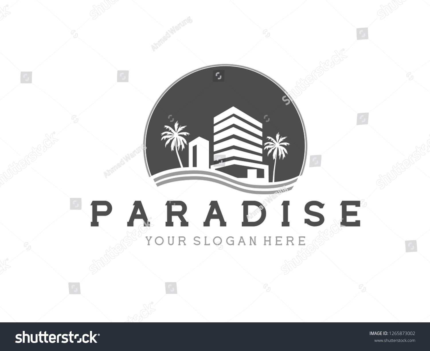 Logo Paradise Stock Vector (Royalty Free) 1265873002