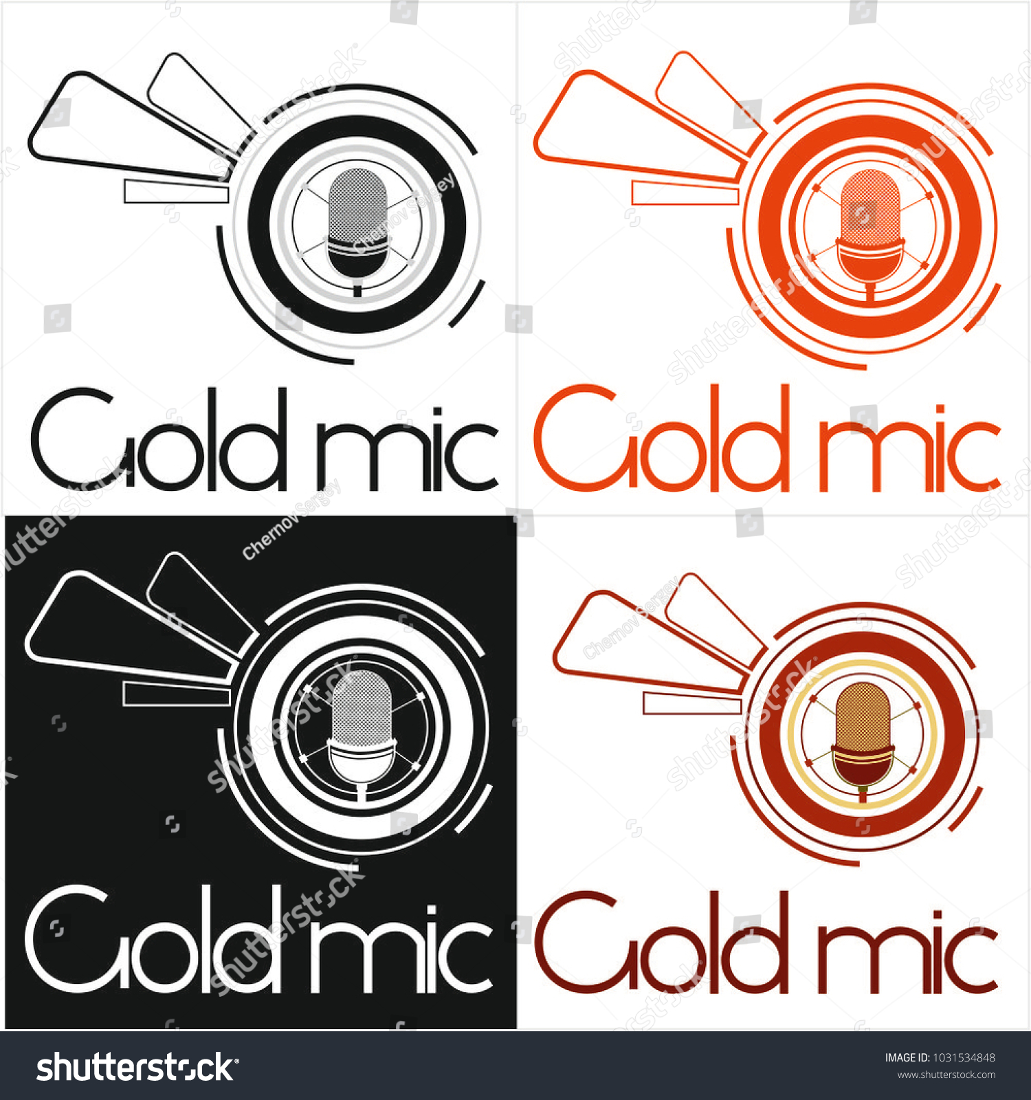 Logo Gold Microphone Stock Vector (Royalty Free) 1031534848